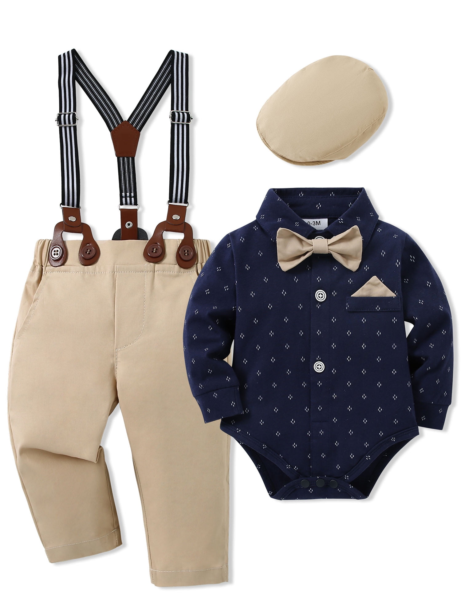 CARETOO Baby Boy Clothes Formal Outfit Suits Long Sleeve Shirts ...