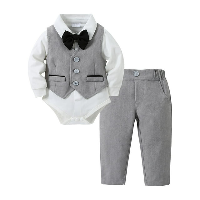 CARETOO Baby Boy Clothes Set 0-18M Formal Outfits Shirt Waistcoat Pants ...