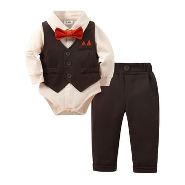 CARETOO Baby Boy Clothes 3-24M Toddler Formal Cotton Fabric Shirt Pants ...
