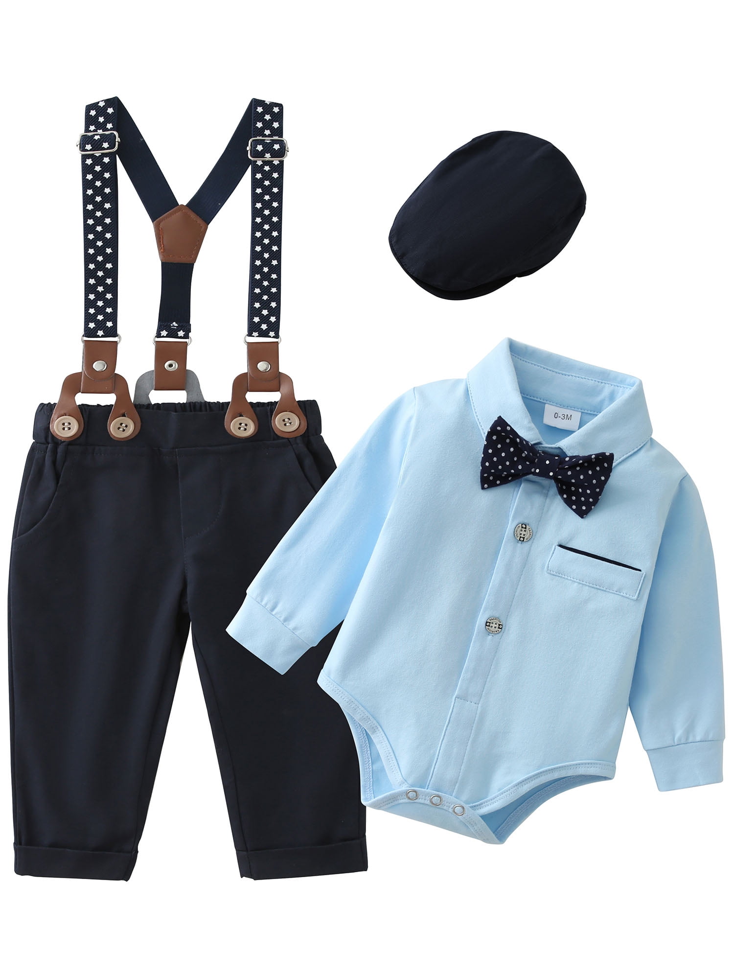 CARETOO Baby Boy Clothes Suit 0-24M Infant Tuxedo Long Sleeve Outfits ...