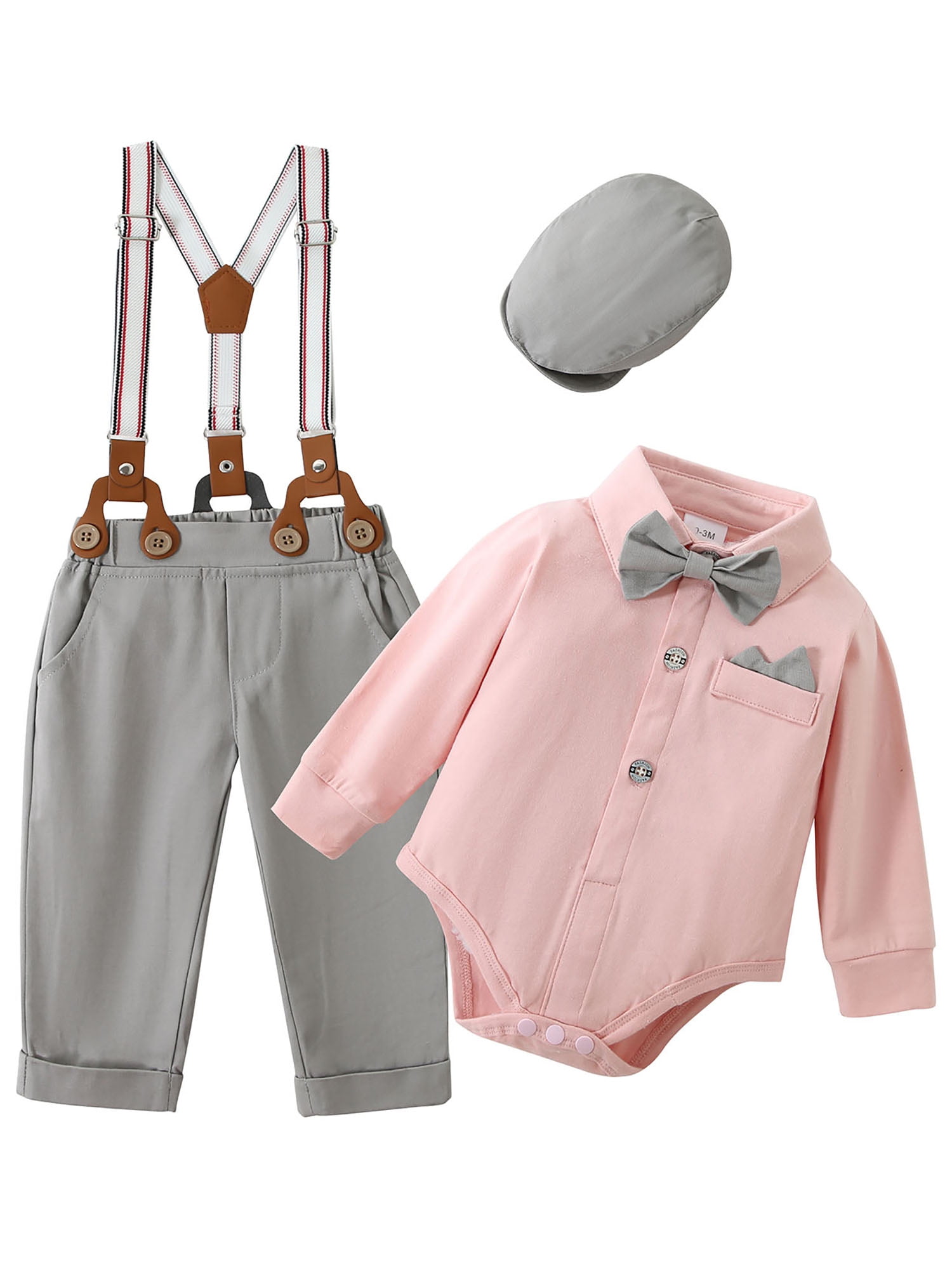 CARETOO Baby Boy Clothes Suit Newborn Formal Outfit Tuxedo Shirt Bowtie ...