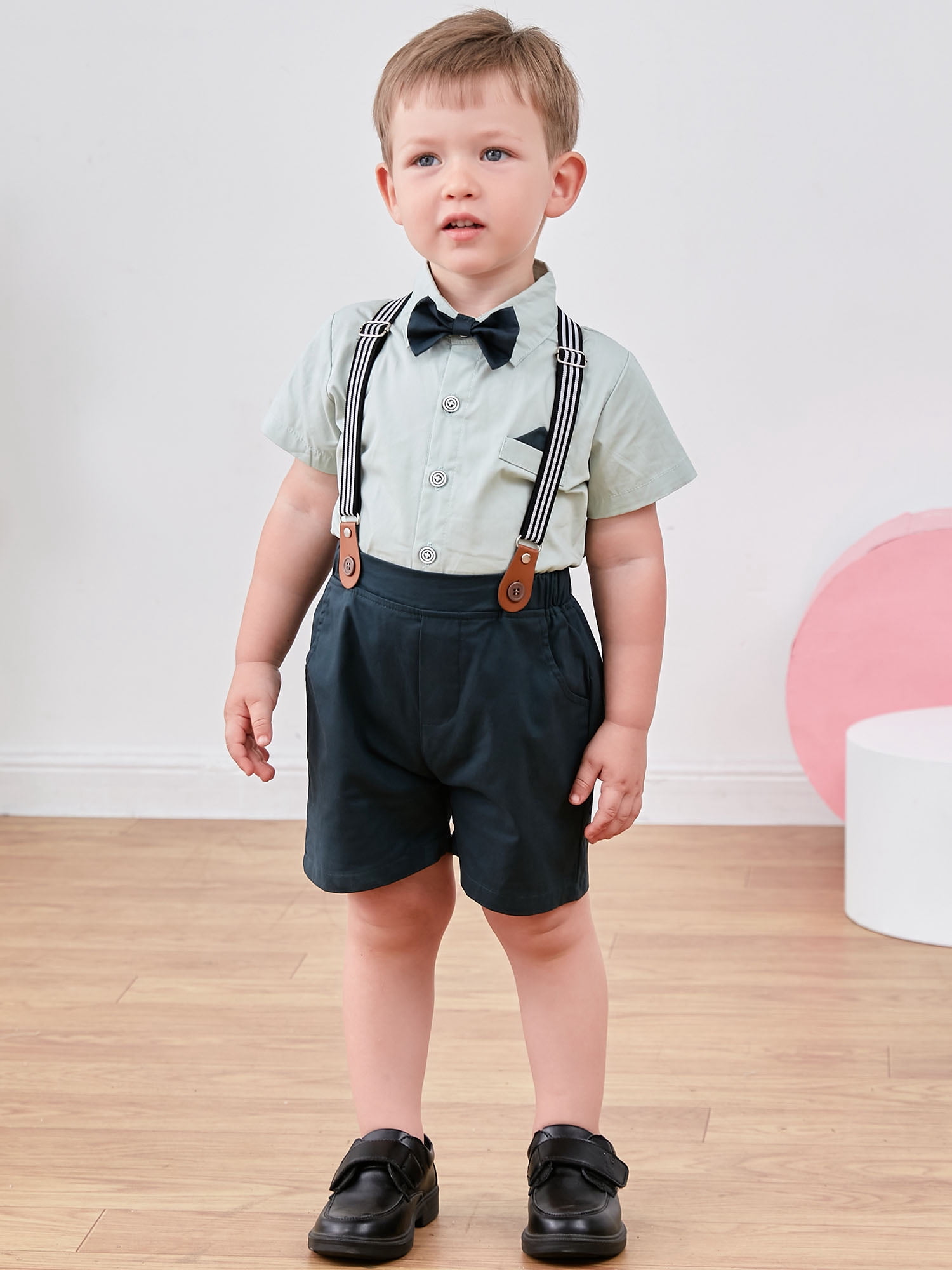 CARETOO Baby Boy Clothes Suit Toddler 1-5T Formal Dress Shirt Bowtie ...