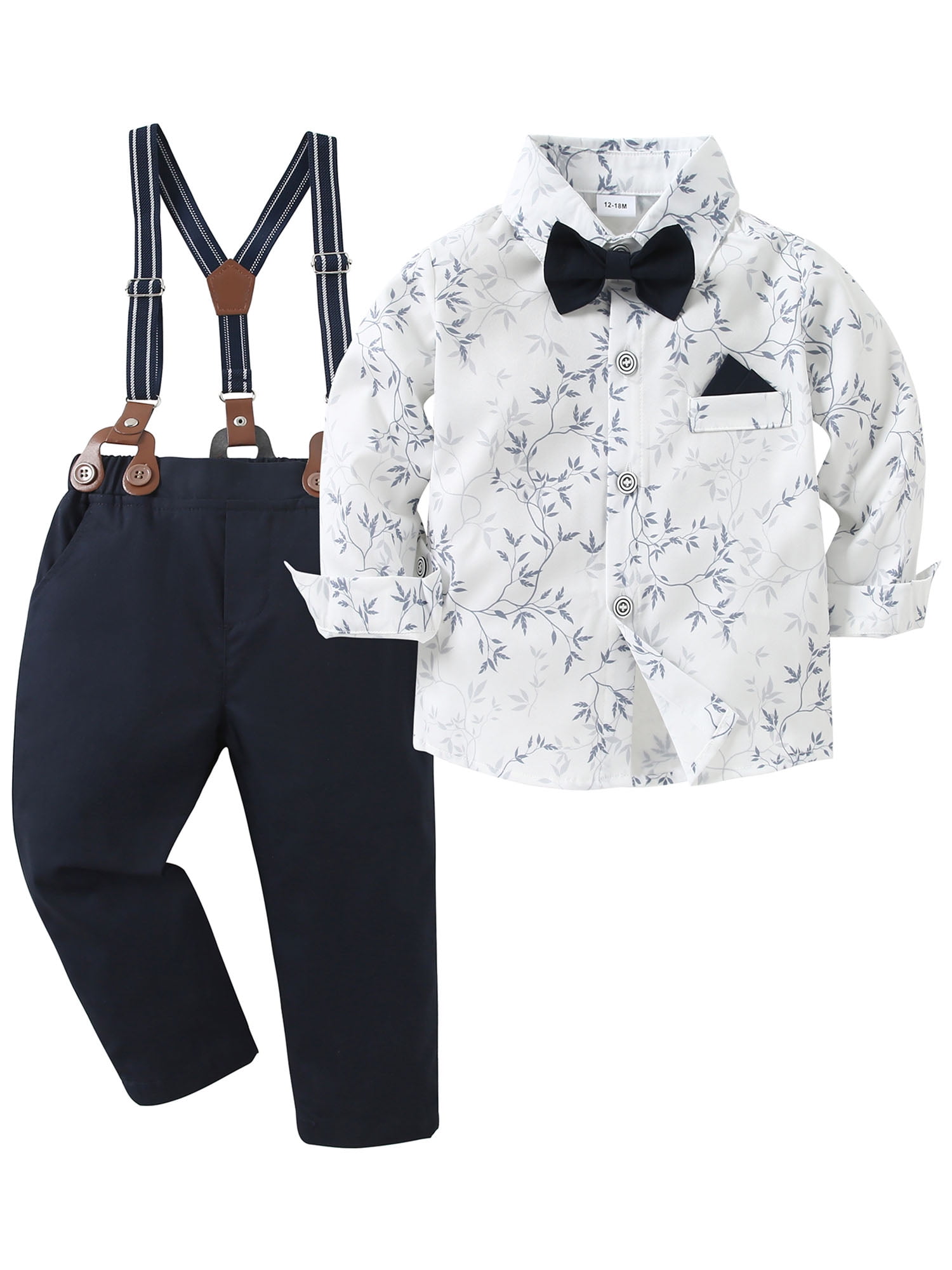 CARETOO Baby Boy Clothes Suit Toddler Summer Formal Shirt Bowtie ...