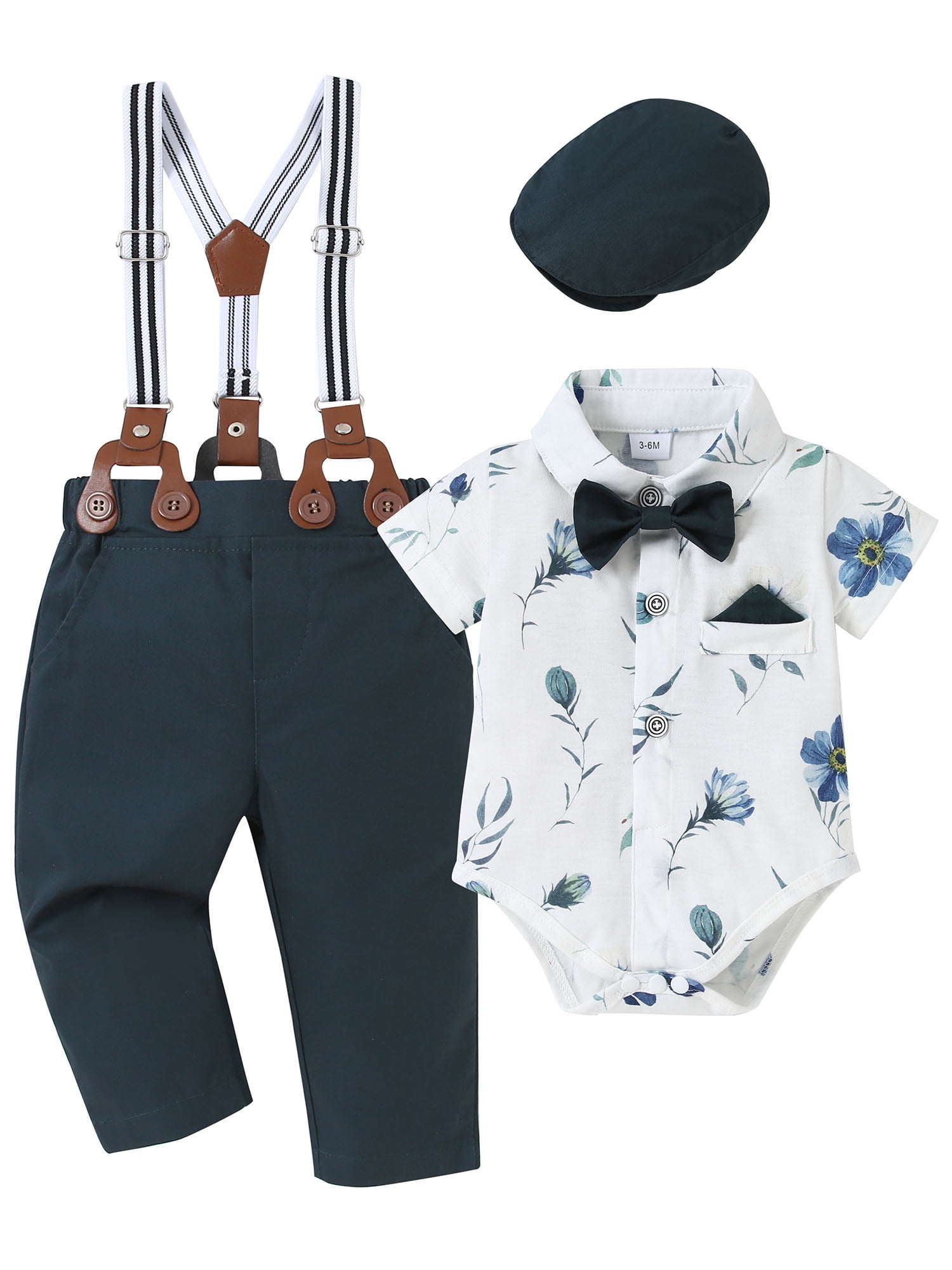 Baby Boy Clothes Suits 3-24 Months Floral Wedding Formal Outfits Romper ...