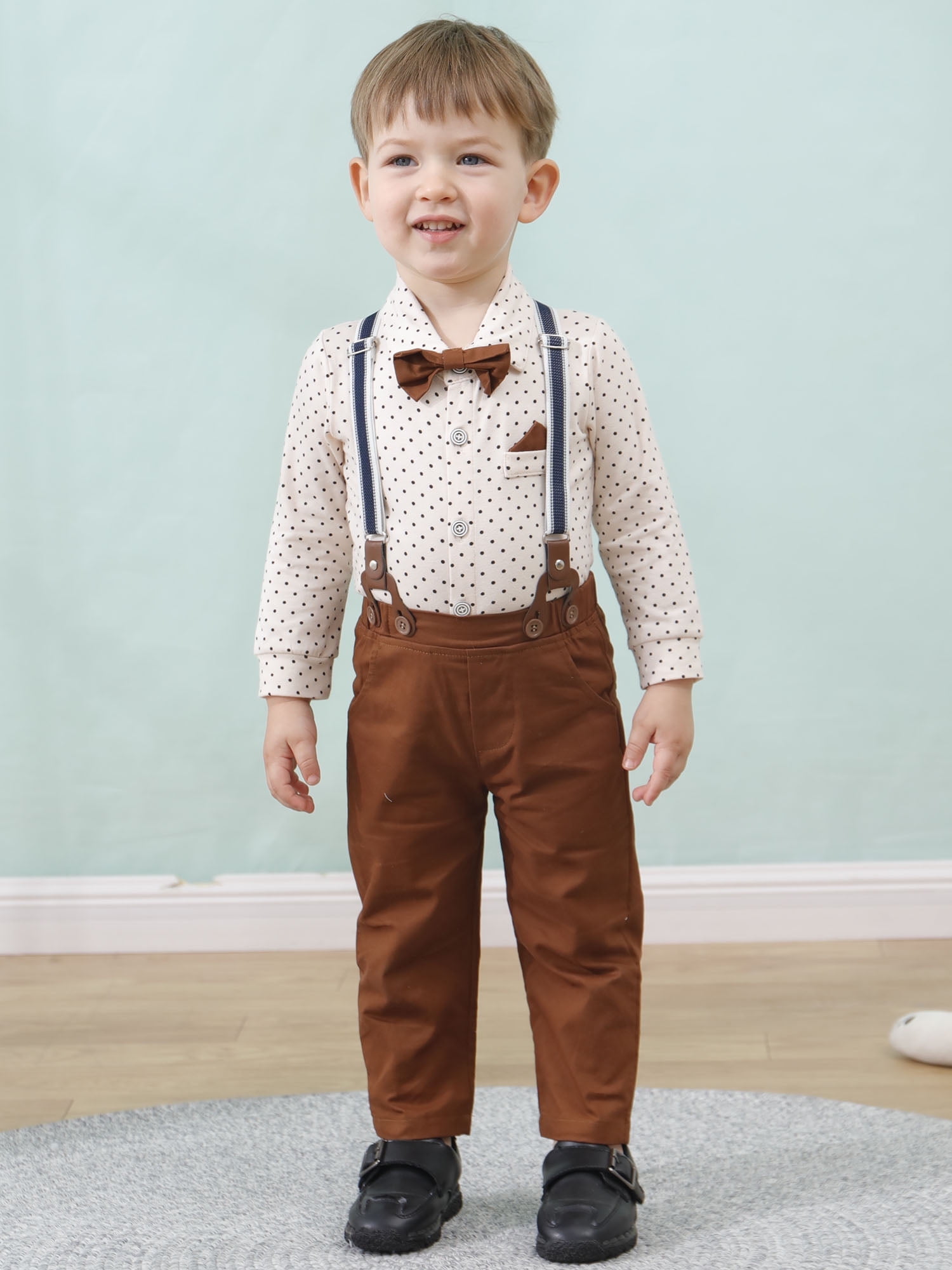 CARETOO Baby Boy Clothes Suits Formal Outfit Romper Hat Suspender Pants ...