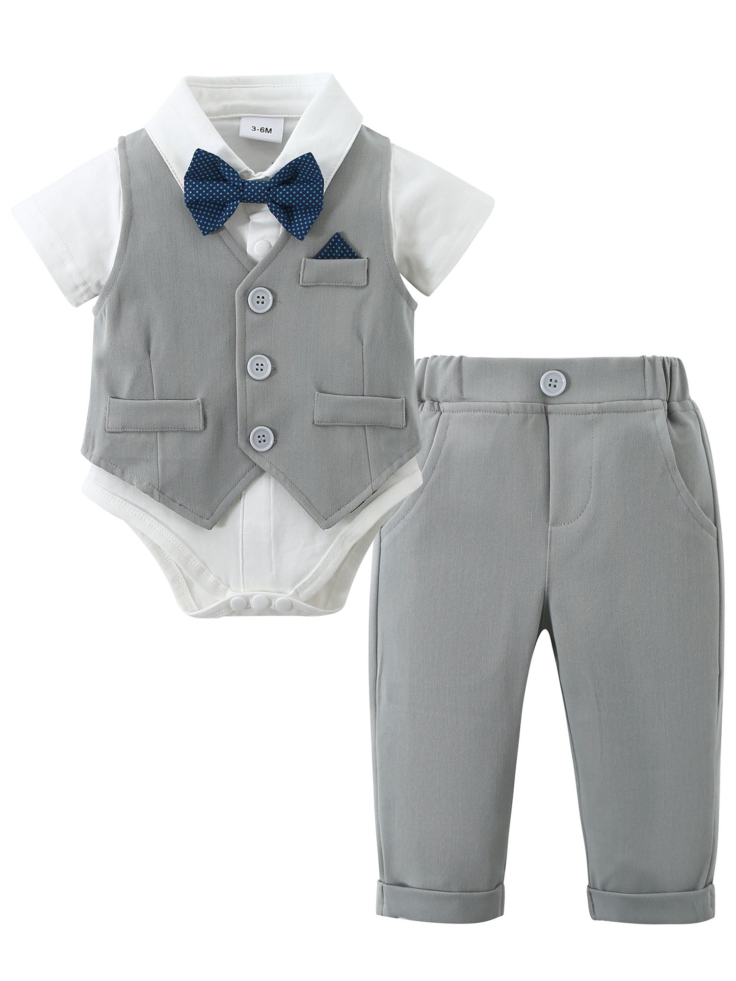CARETOO Baby Boy Clothes Suits Gentleman Outfits Short Sleeve Romper ...