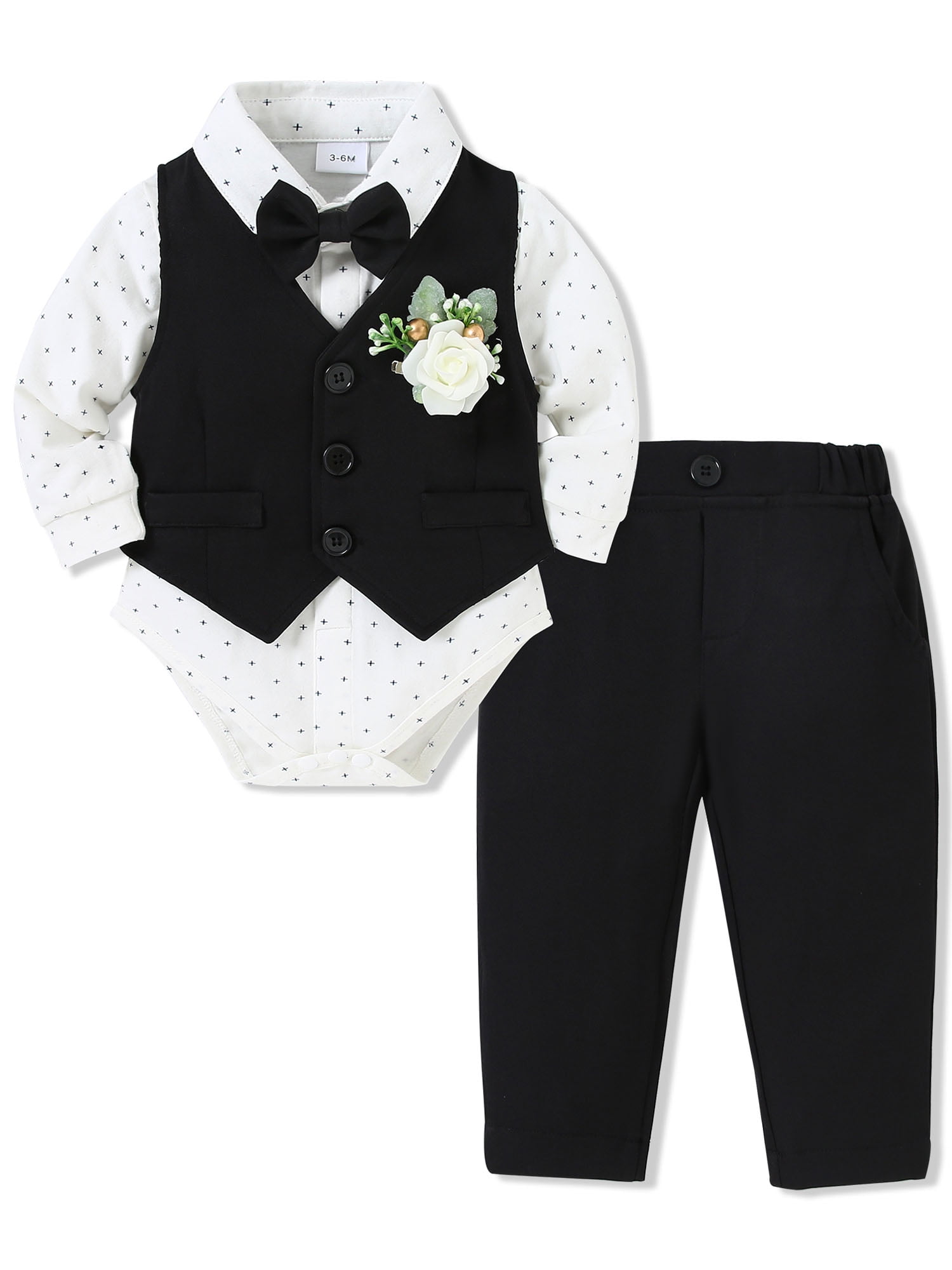 CARETOO Baby Boy Clothes Suits Infant Gentleman Outfit Dress Shirt Vest ...