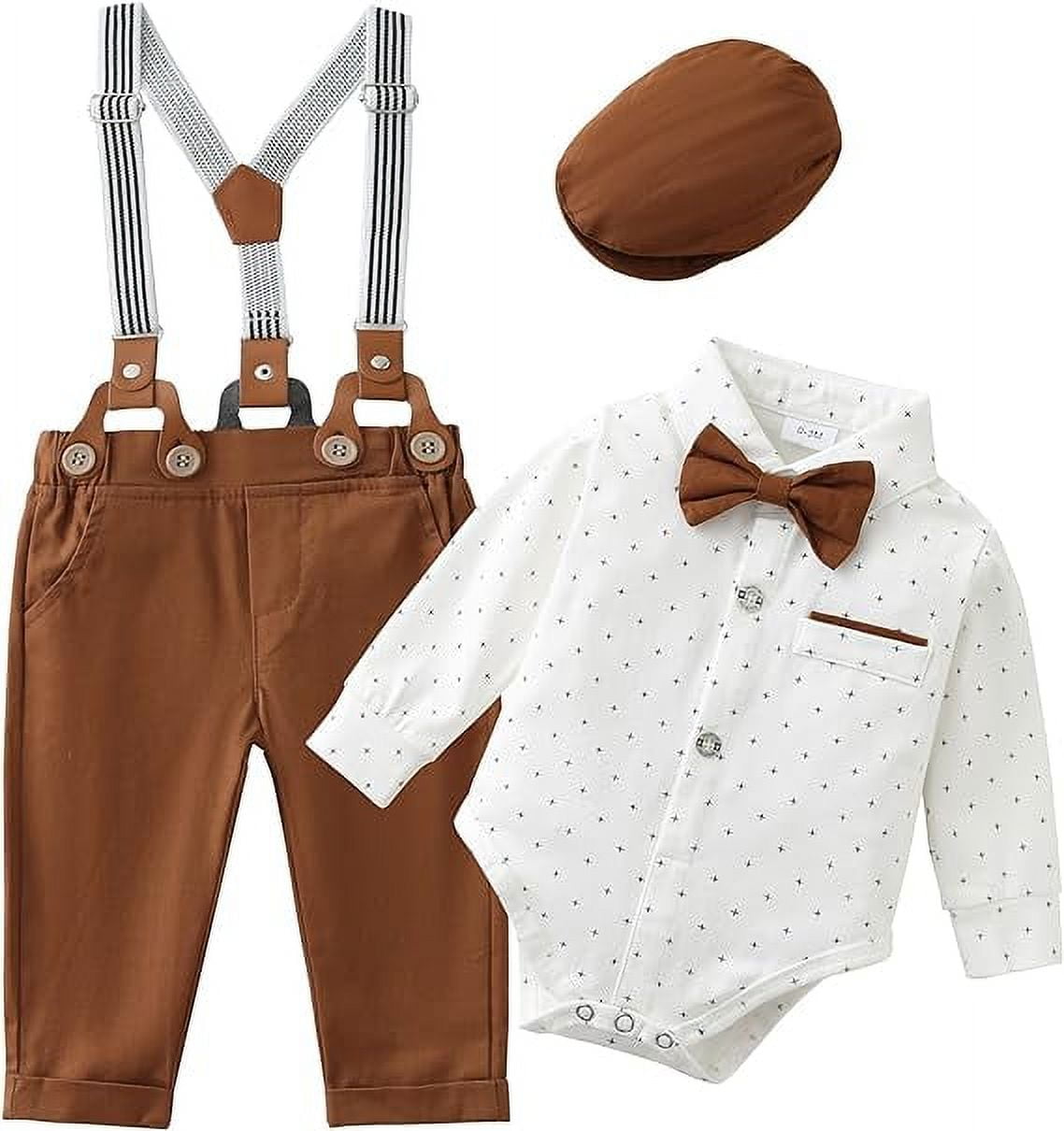 CARETOO Baby Boy Formal Clothes Outfit 0-24M Suspender Pants Bowtie ...