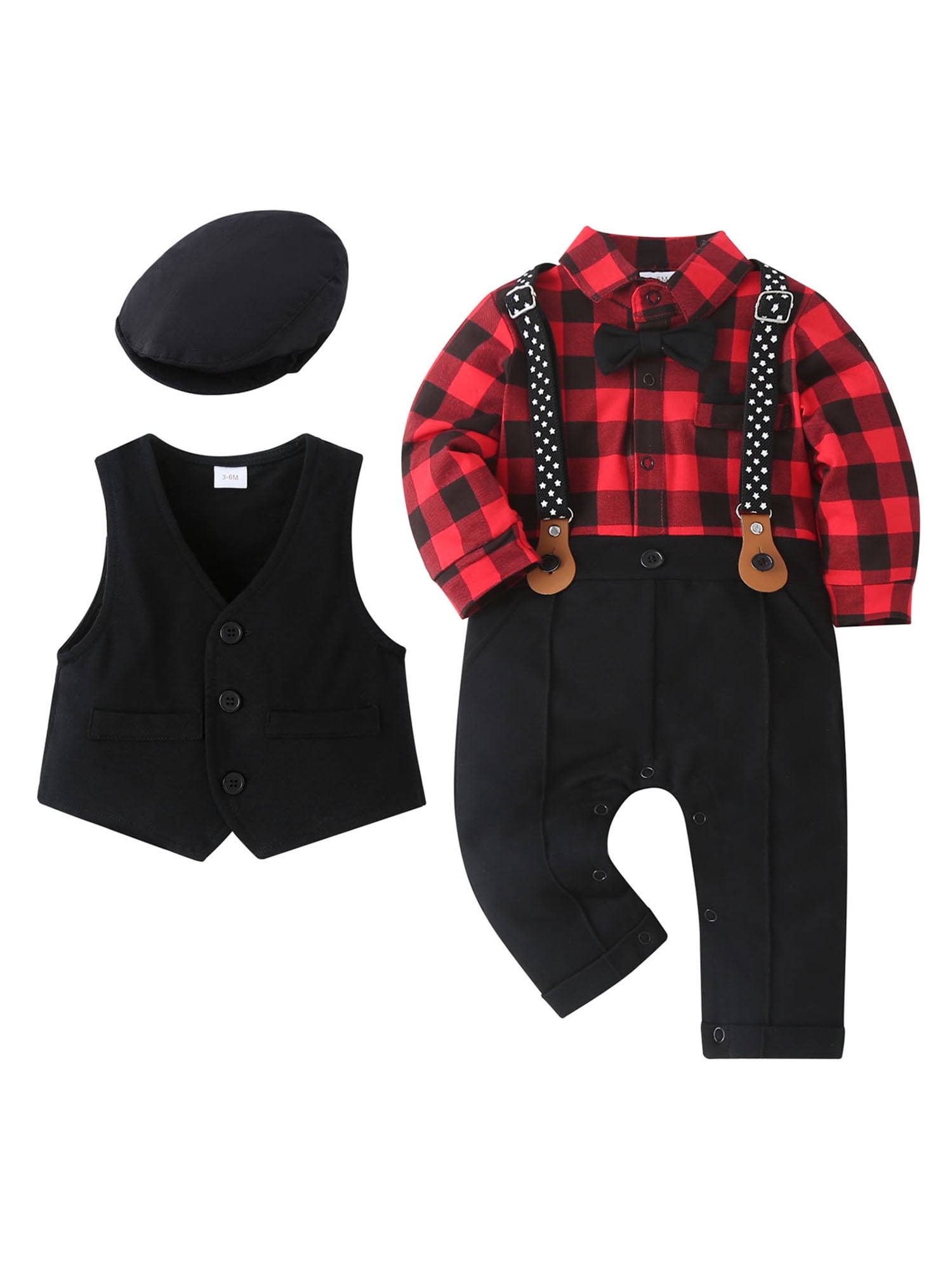 CARETOO Baby Boy Suit Outfits 3pcs Infant Tuxedo Long Sleeve Gentleman ...