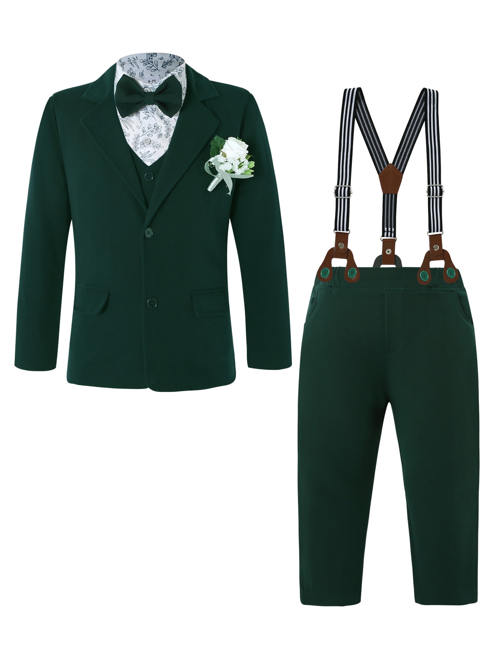 CARETOO Big Boy Clothes Formal Outfit Dress Shirt Bowtie Suspender ...