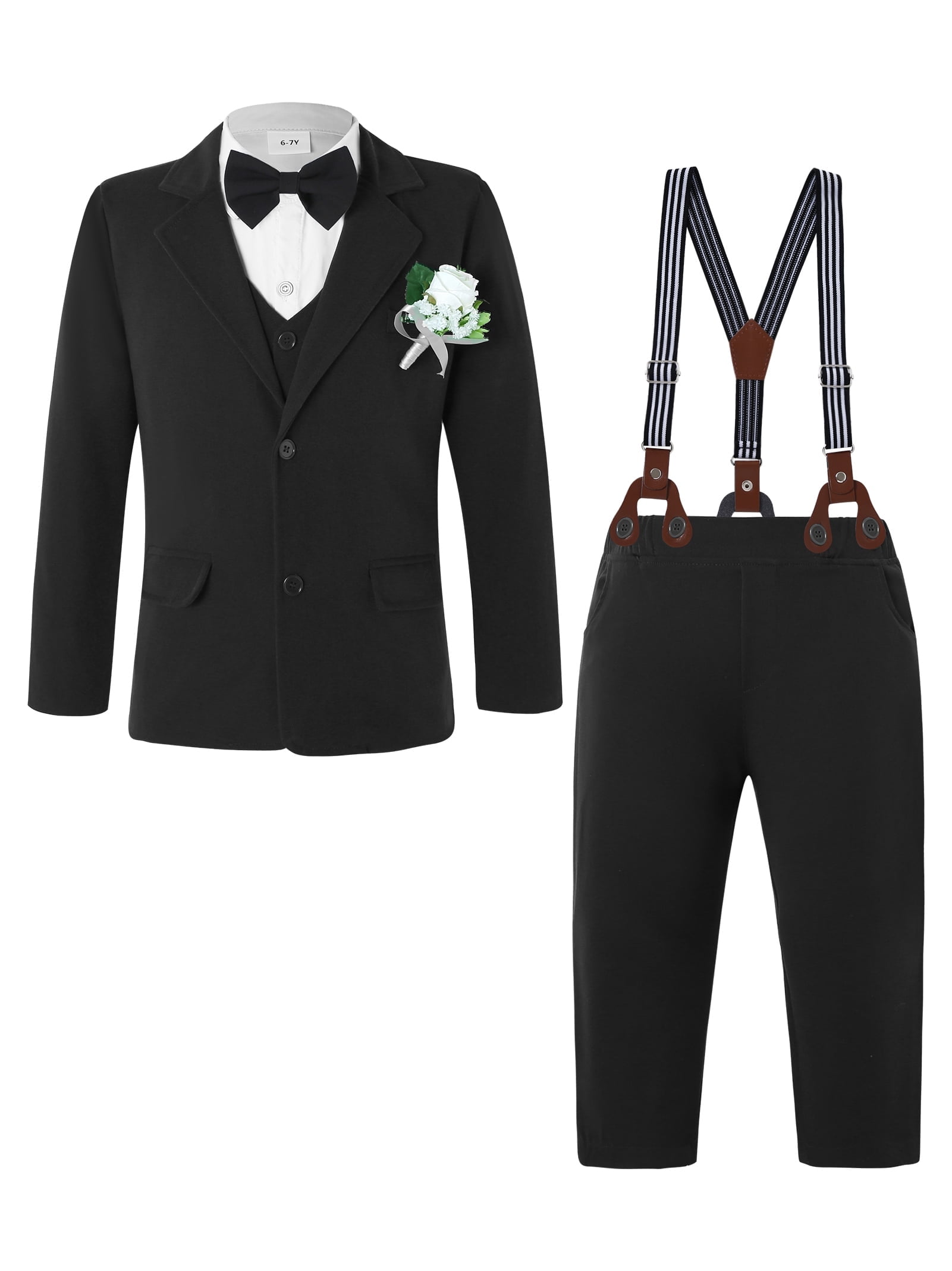 CARETOO Big Boy Clothes Formal Outfit Dress Shirt Bowtie Suspender ...