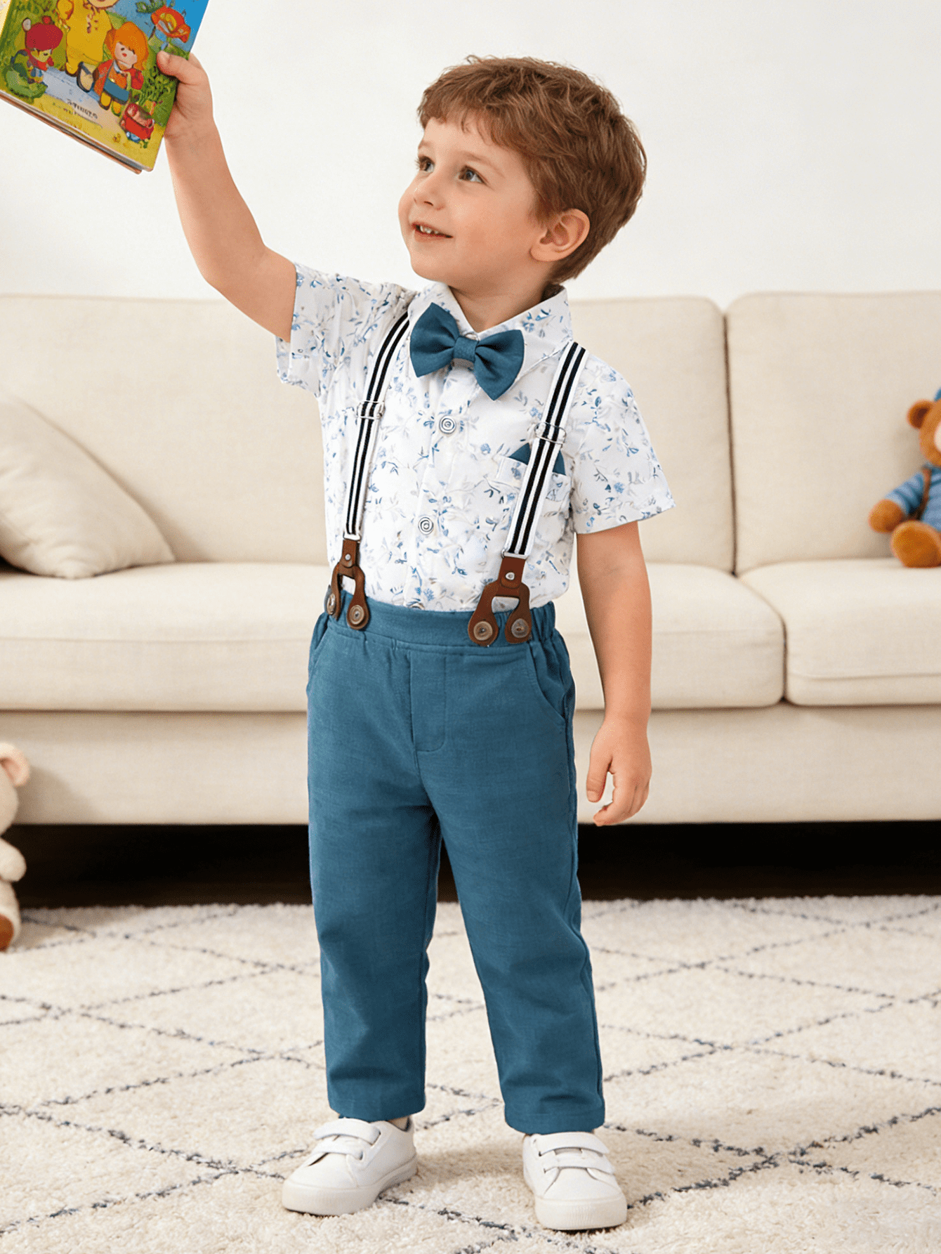 CARETOO Boy Clothes Set Toddler Boy Suit Formal Dress Shirt Bowtie ...