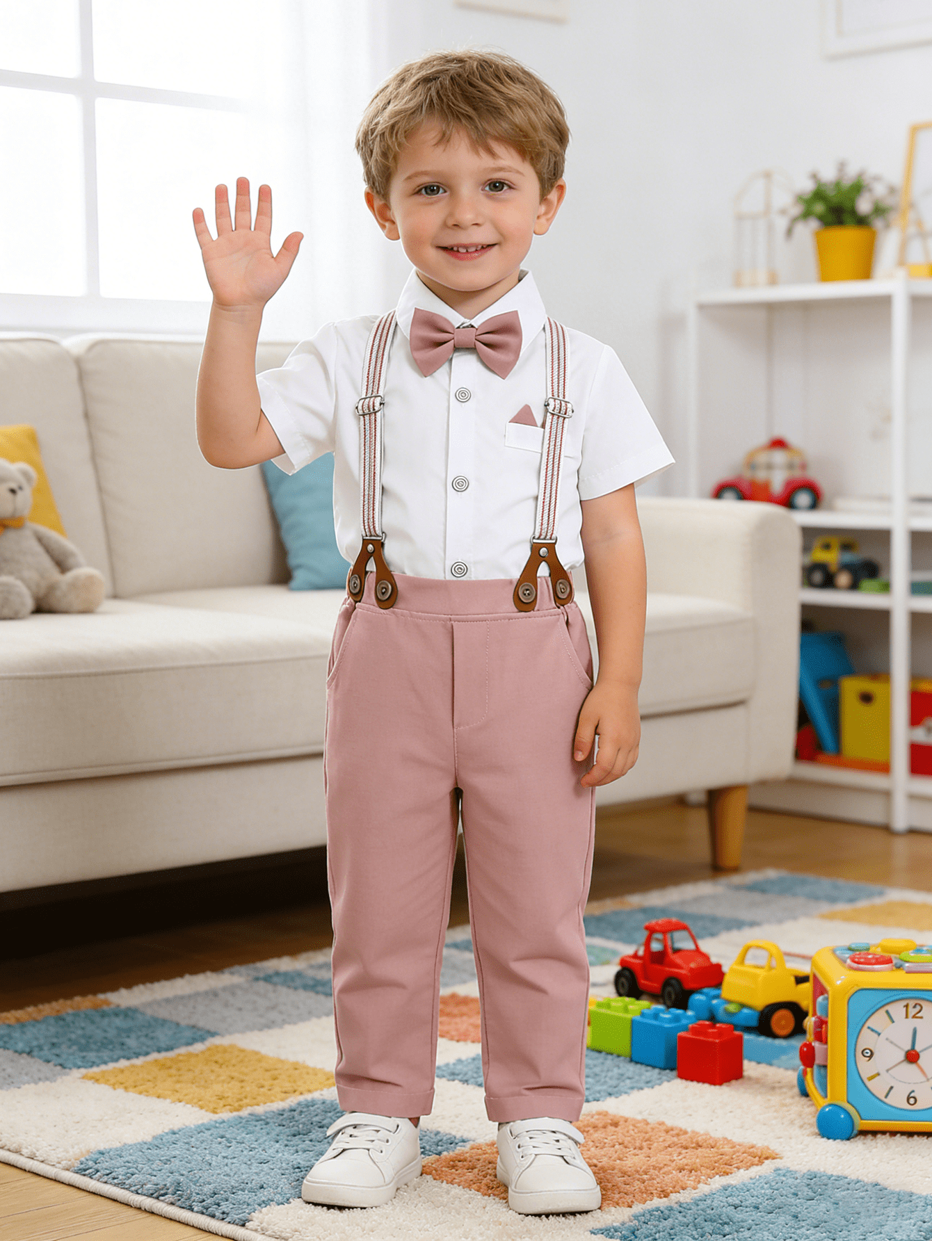 CARETOO Boy Clothes Set Toddler Boy Suit Formal Dress Shirt Bowtie ...