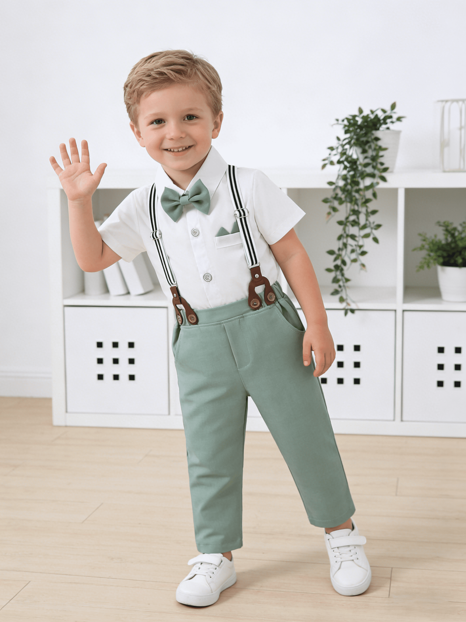 CARETOO Boy Clothes Set Toddler Boy Suit Formal Dress Shirt Bowtie ...