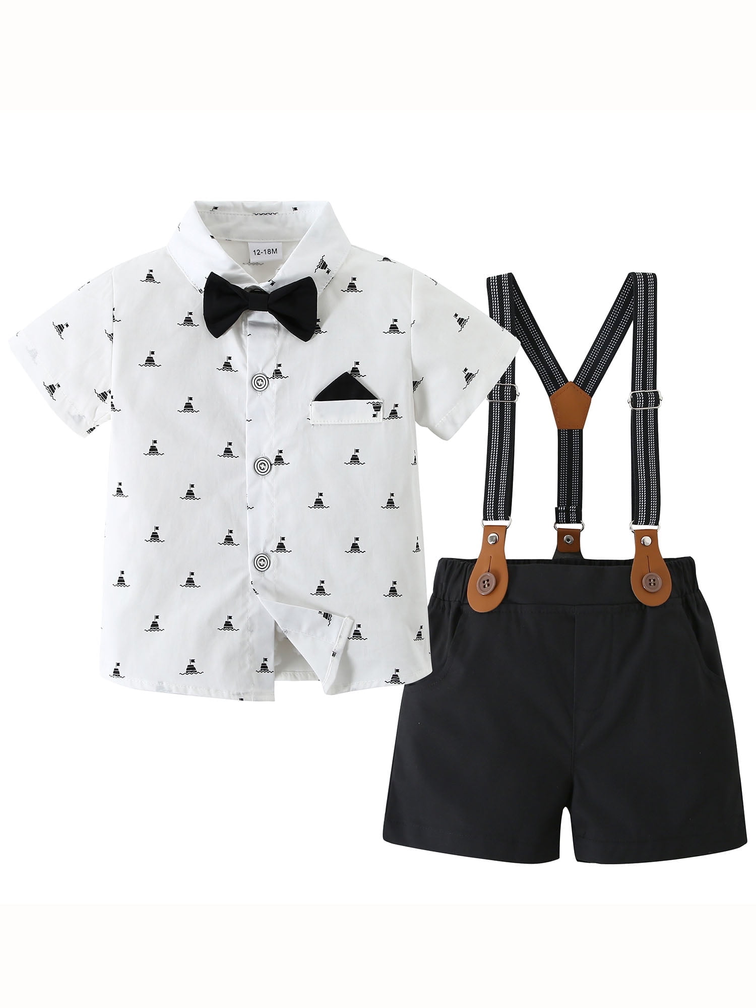 CARETOO Boy Clothes Suit Wedding Toddler Shirt Suspender Trousers ...