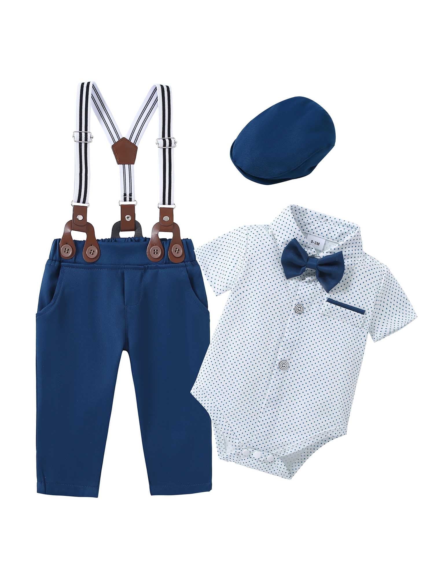 CARETOO Boys Clothes Set Formal Outfit Infant 4pcs Tuxedo Dress Shirt ...