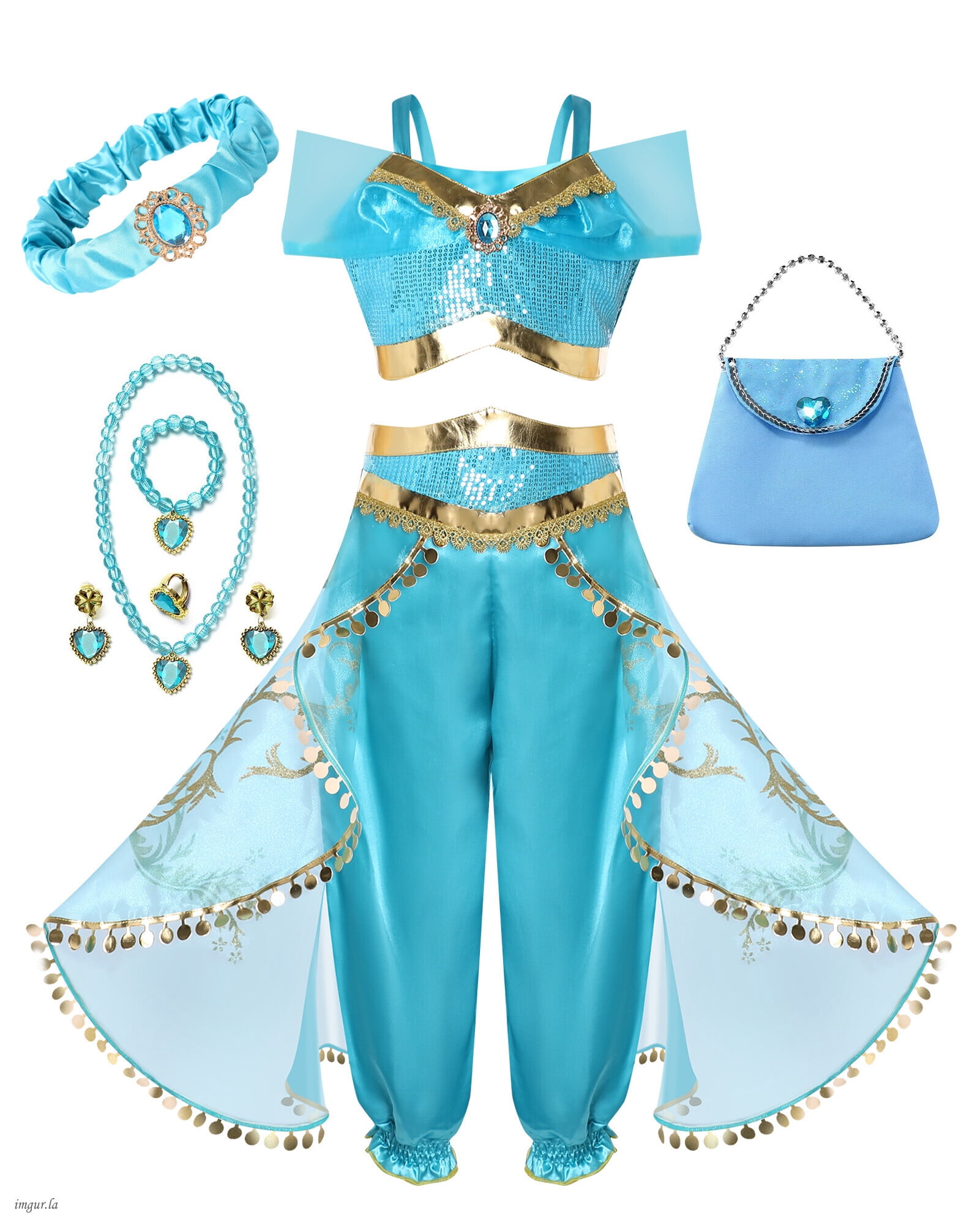 CARETOO Fairy Tale Princess Outfit Set for Girls Ages 4-12,Sequin top ...