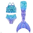 CARETOO Girls Mermaid Tail Swimsuit For Swimming 3Pcs Kids Swimwear ...