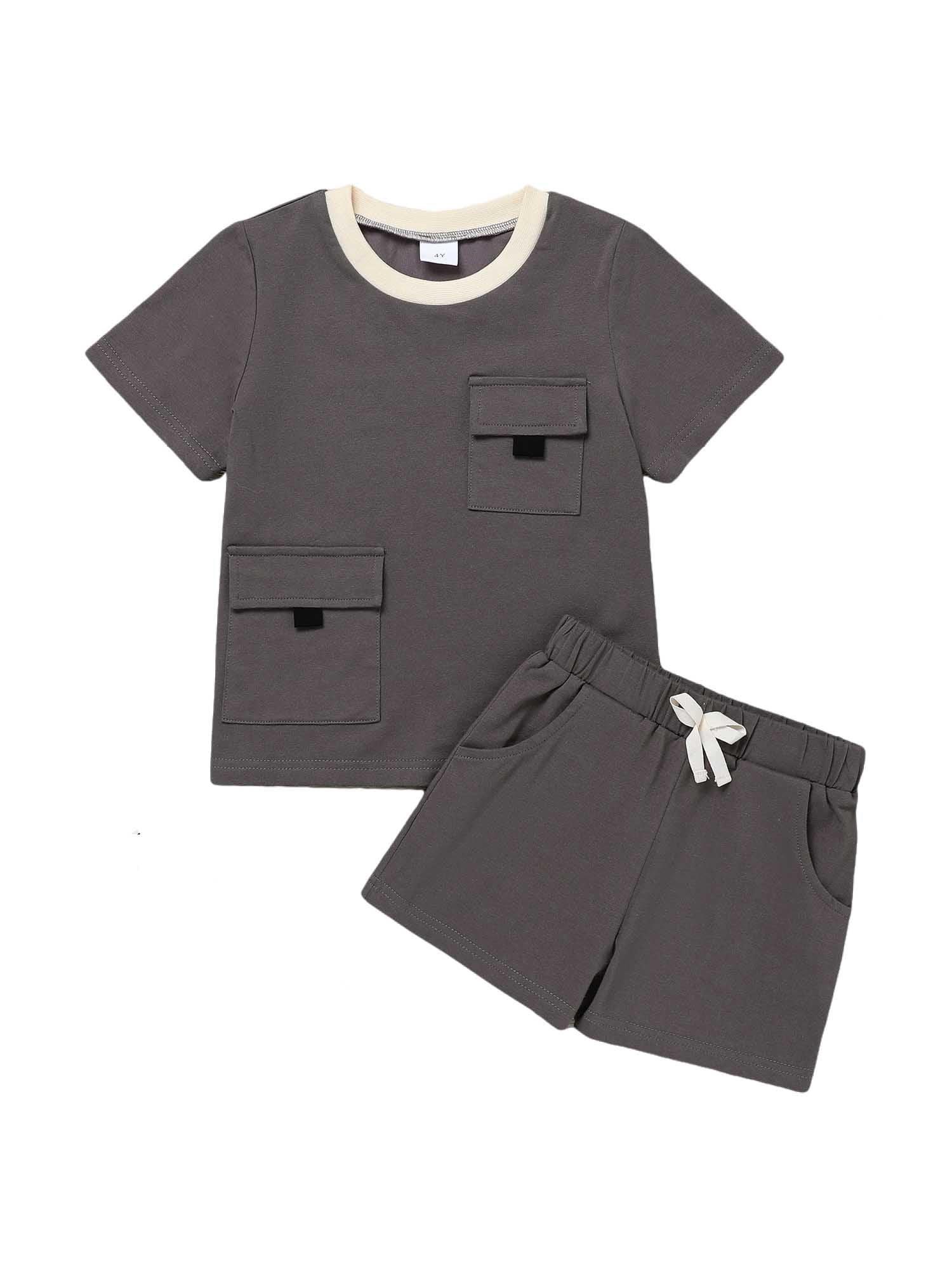 CARETOO Little Boy Clothes Set Short Sleeve T-Shirt Tops Shorts 4-7T ...