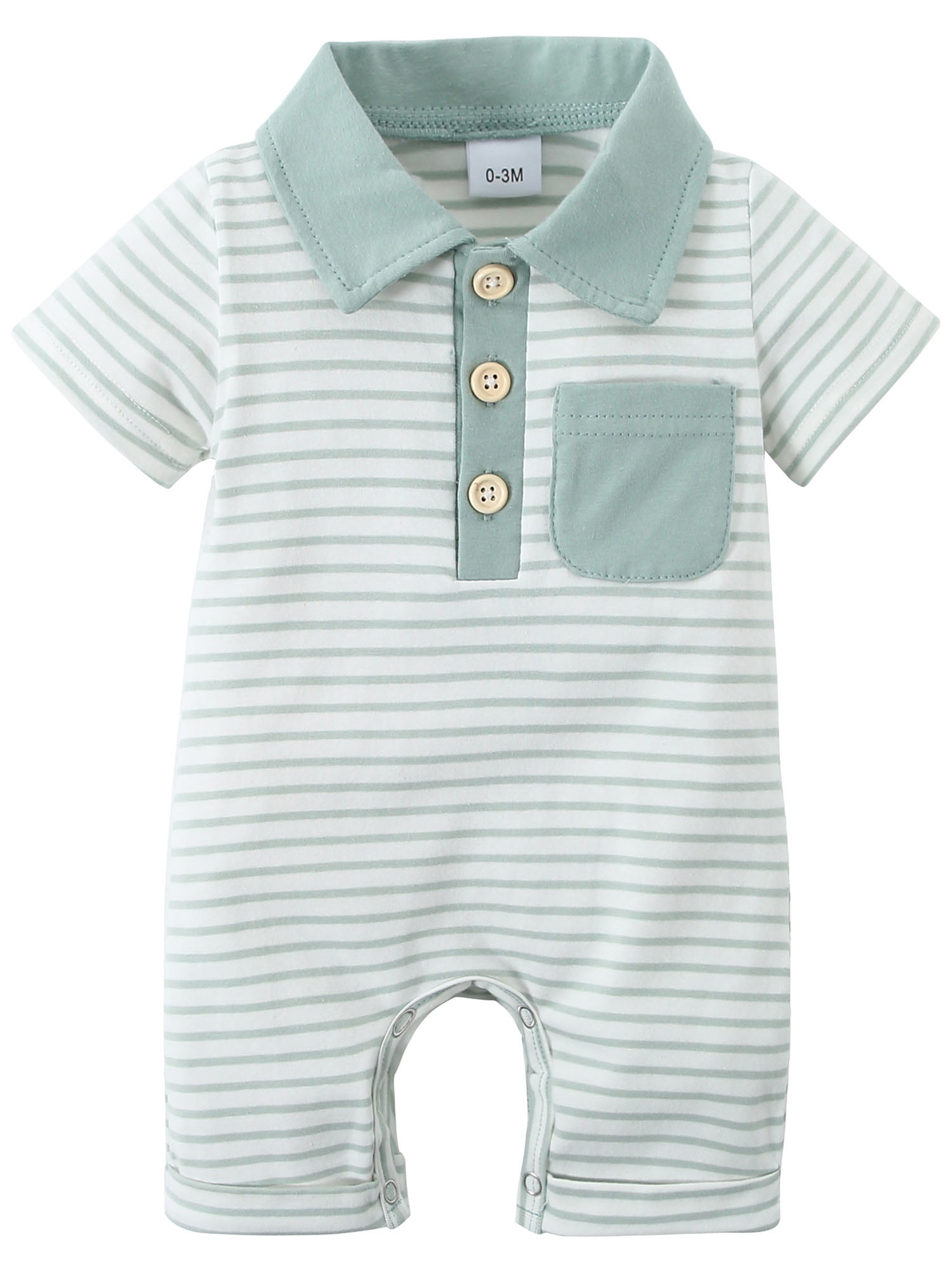CARETOO Newborn Baby Boy Clothes Infant Romper 0-18M Short Sleeve ...