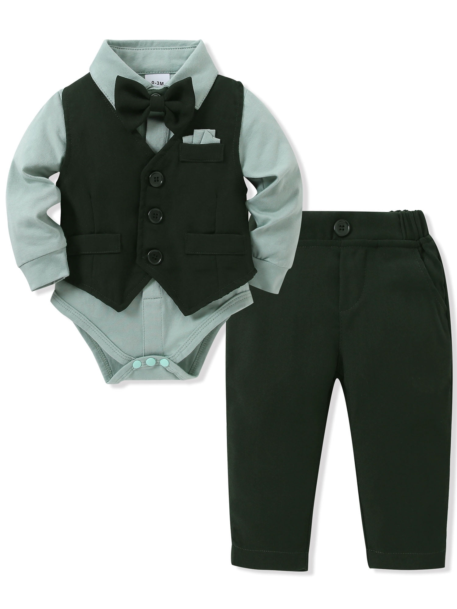 CARETOO Newborn Boy Clothes Formal Outfit Cotton Fabric Onesie Shirt ...