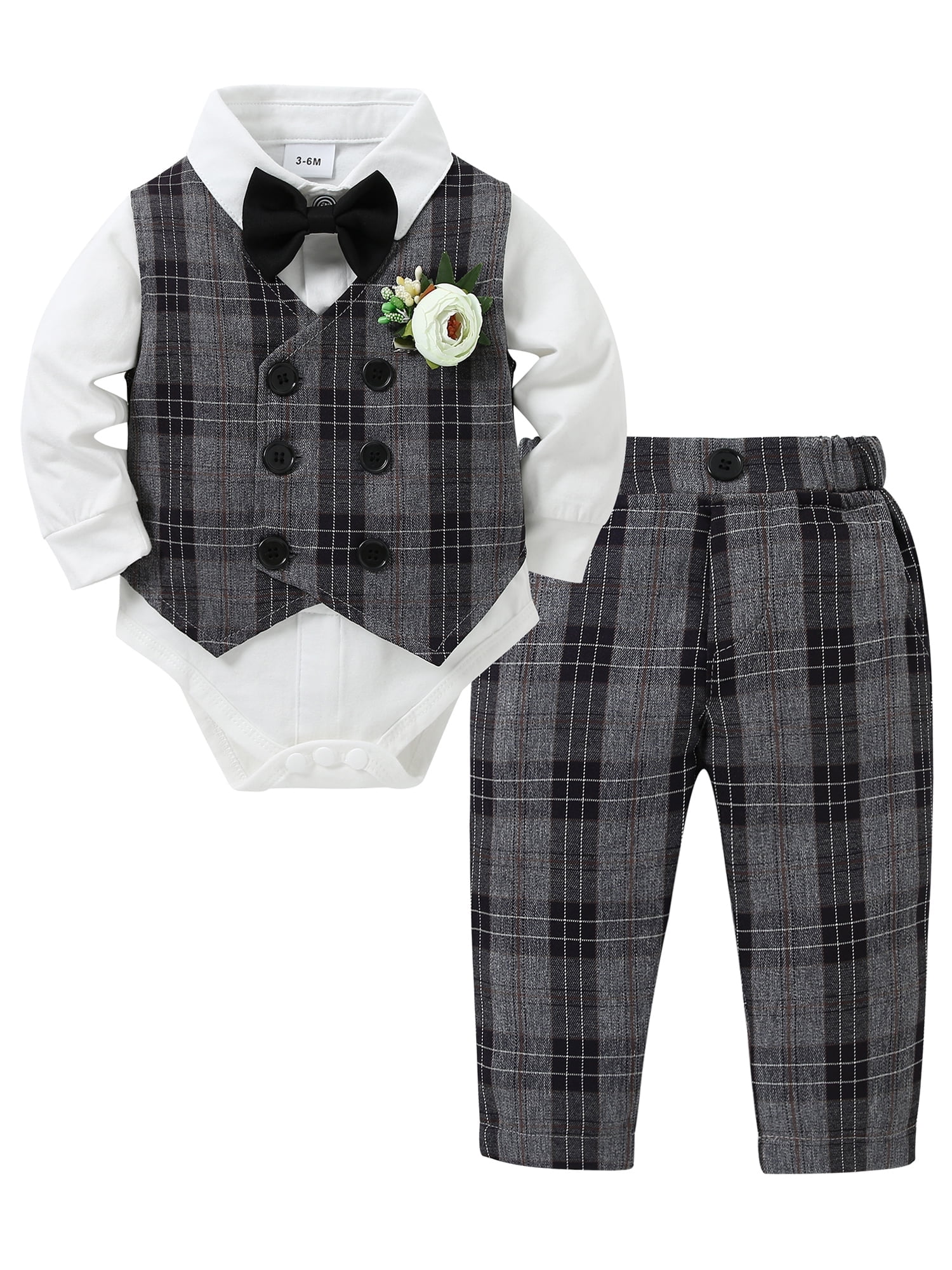 CARETOO Newborn Boy Clothes Suit 5Pcs Infant Formal Outfit Dress Shirt ...