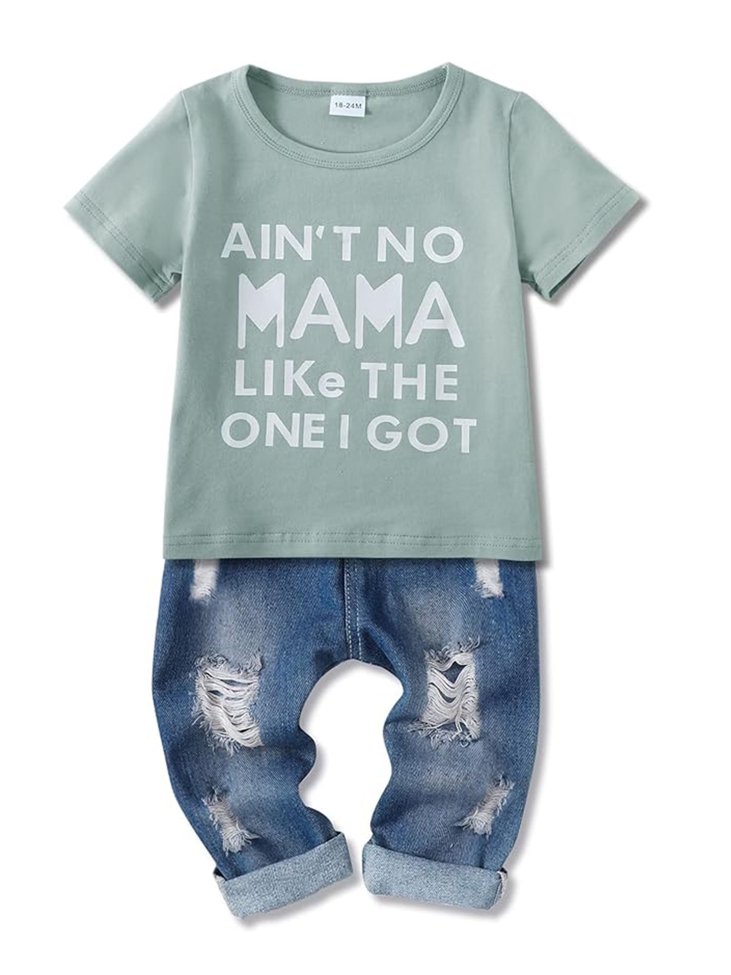 CARETOO Toddler Baby Boy Clothes Outfit Short Sleeve Letter T-shirt ...