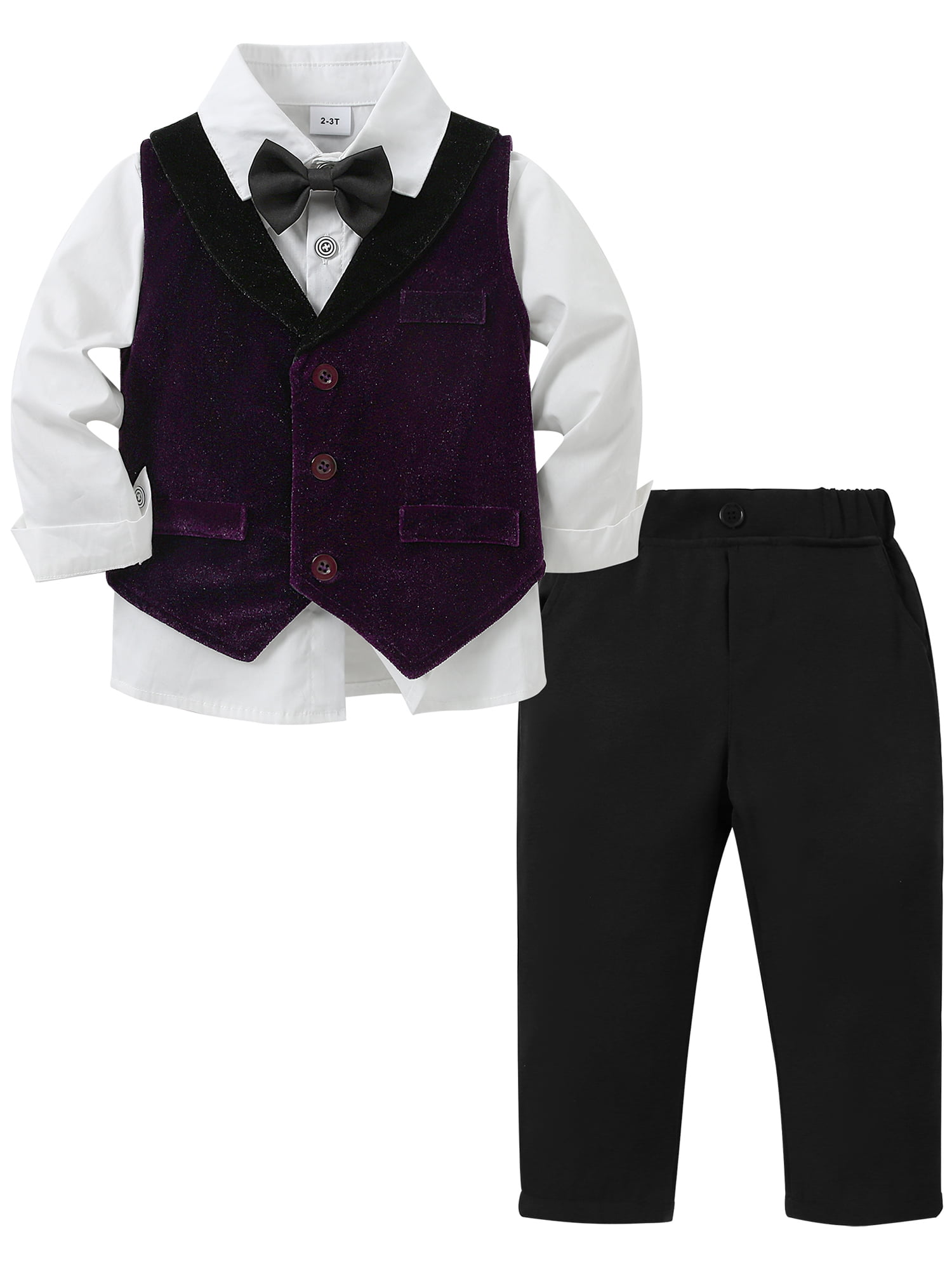 CARETOO Toddler Baby Boy Clothes Suit 2-7T Formal Wedding Dress Shirt ...