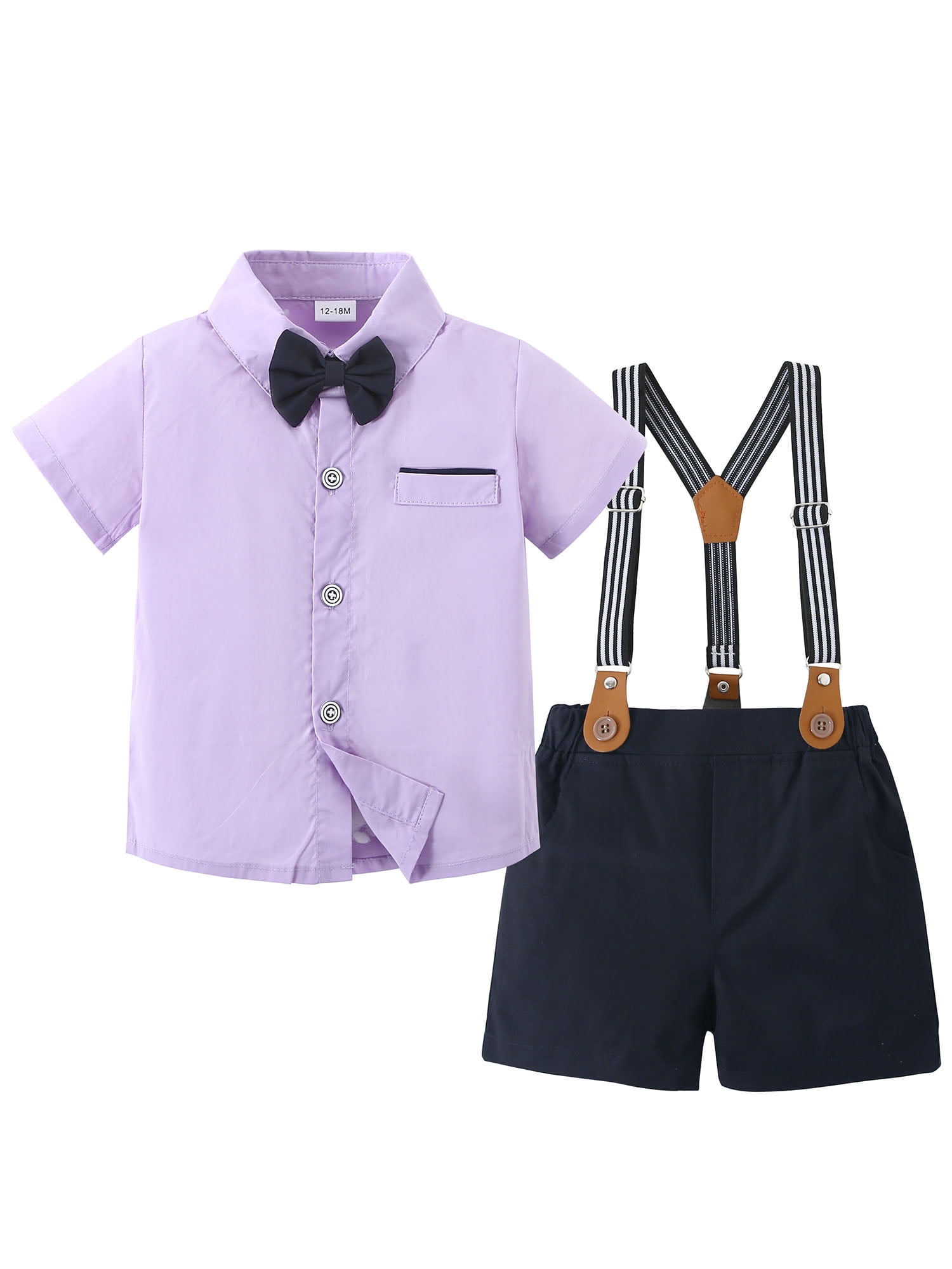 CARETOO Toddler Boy Clothes 1-5T Formal Suit Shirtr Suspender Pants ...