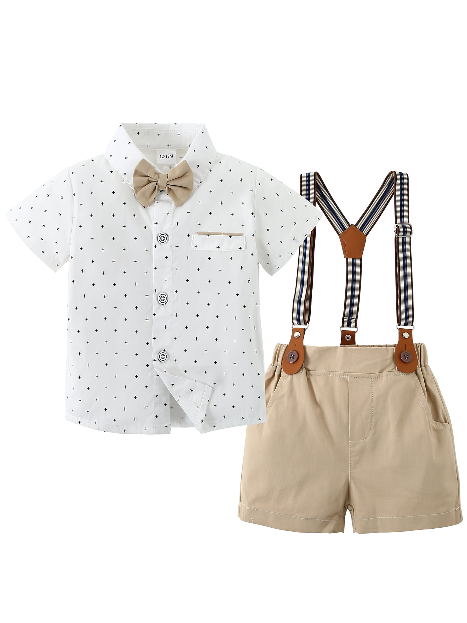 CARETOO Toddler Boy Clothes Formal Suit Cotton Fabric Short Sleeves ...