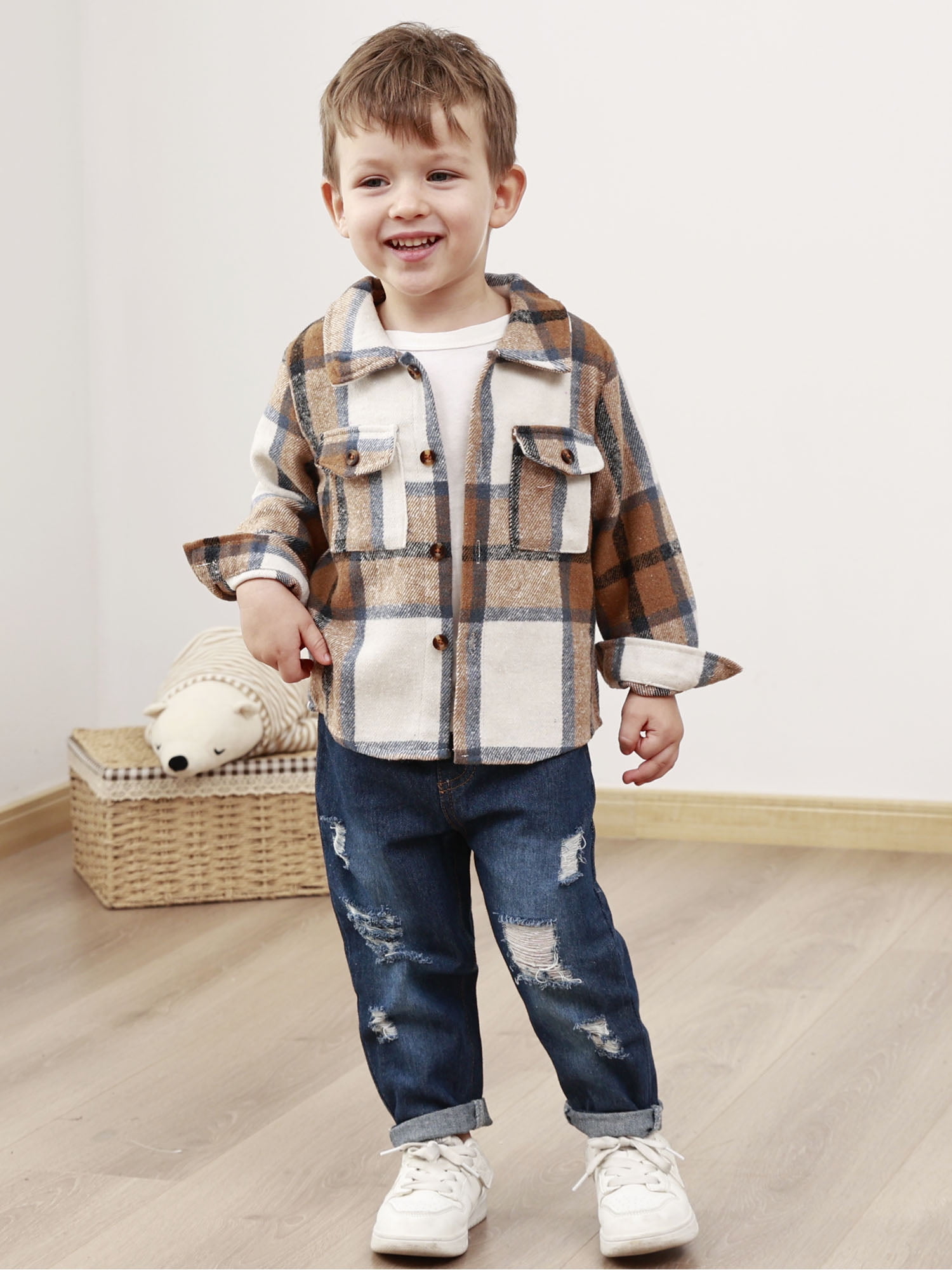 CARETOO Toddler Boy Clothes Outfit Infant Shirt Denim Jeans Pants Fall ...