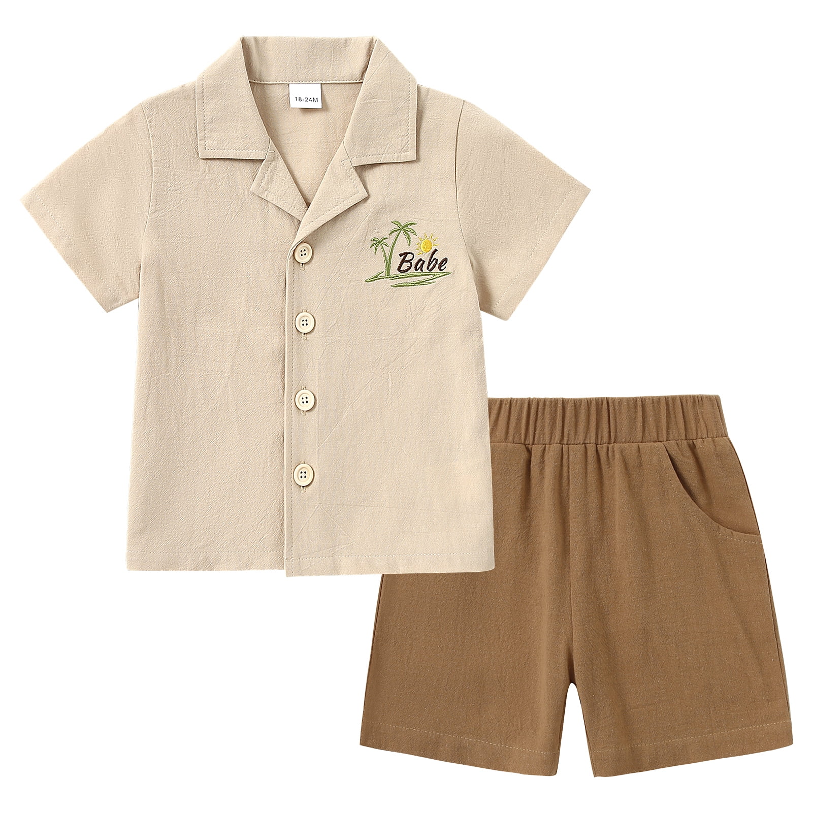 CARETOO Toddler Boy Shorts Sets Summer Clothes Button Down Shirt ...