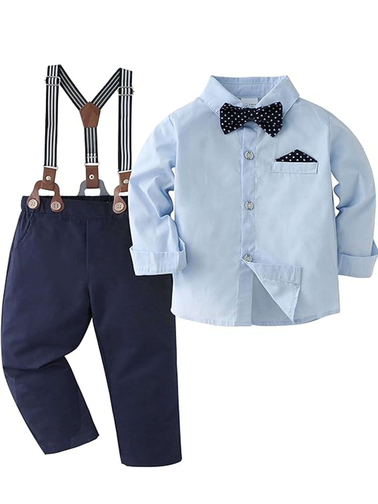 CARETOO Toddler Boy Clothes Suit Wedding Formal Outfit Dress Shirt Tie ...