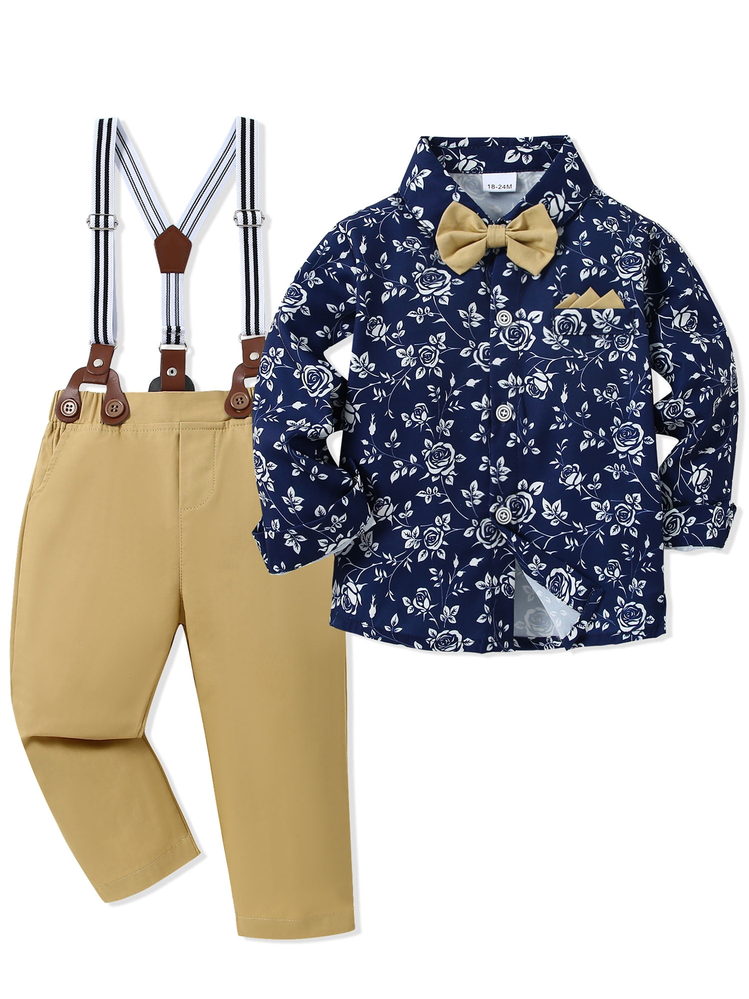 CARETOO Toddler Boy Clothes Sets 1-5 Years Formal Print Dress Shirt ...