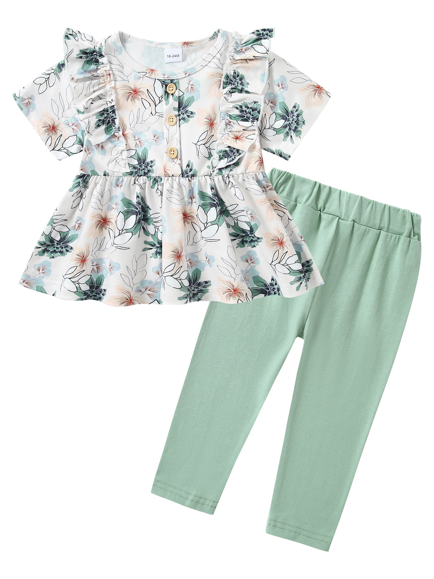 CARETOO Toddler Girl Casual Clothes Outfits Stripe Tops Pants Cotton ...