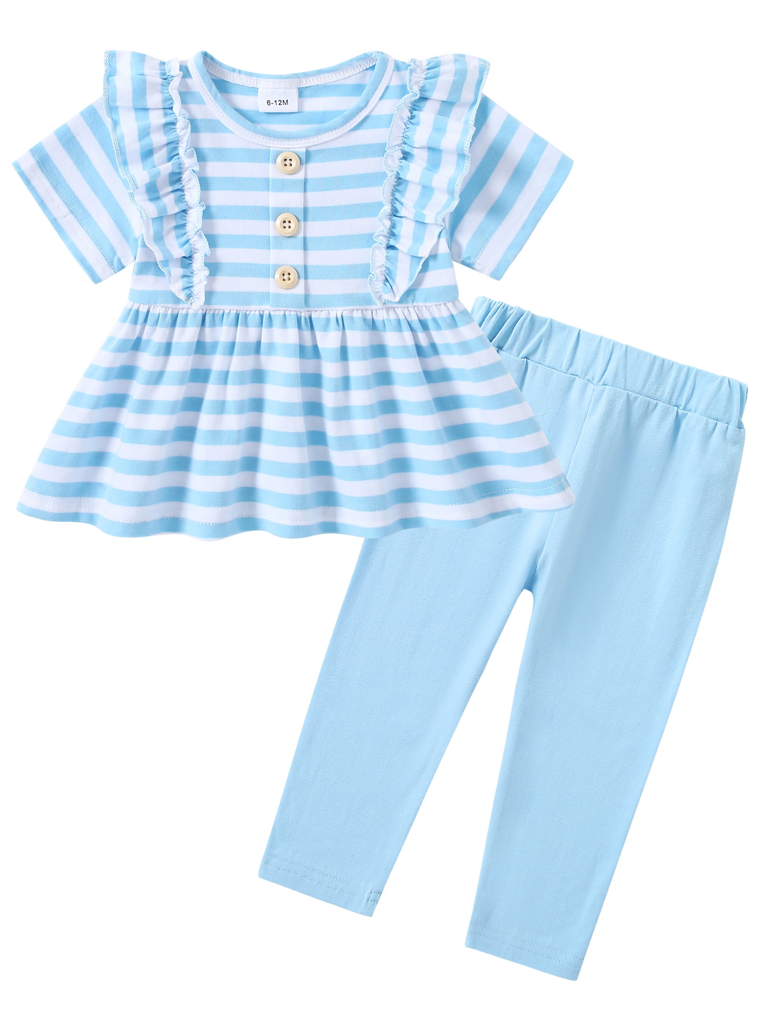 CARETOO Toddler Girl Casual Clothes Outfits Stripe Tops Pants Cotton ...