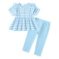 CARETOO Toddler Girl Casual Clothes Outfits Stripe Tops Pants Cotton ...