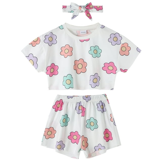 CARETOO Toddler Girl Clothes 1-5T Summer Flower Casual Top Tee Shorts ...