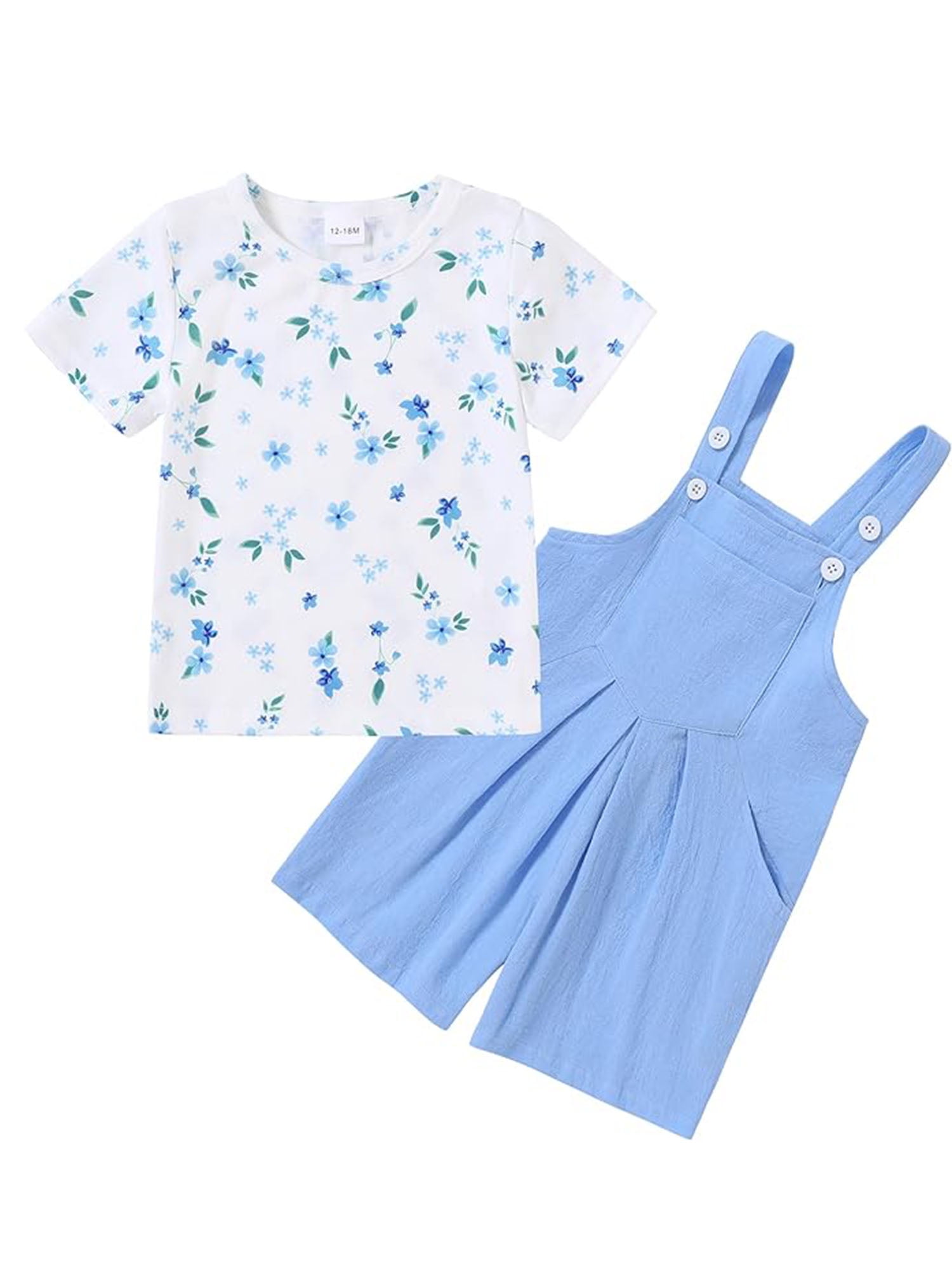 CARETOO Toddler Girl Clothes 2Pcs Baby Girl Outfits Floral T-Shirt Bib ...