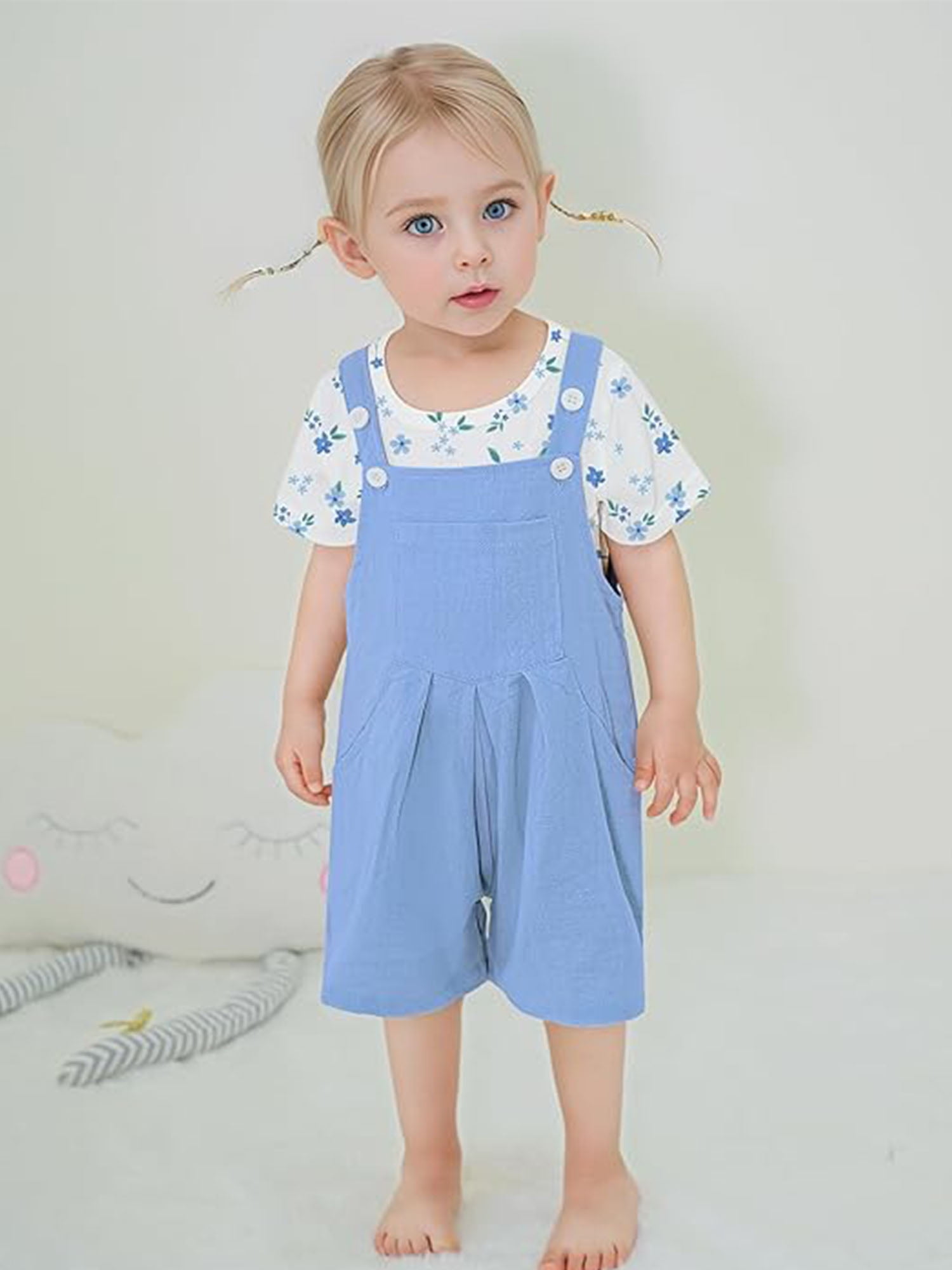 CARETOO Toddler Girl Clothes 2Pcs Baby Girl Outfits Floral T-Shirt Bib ...