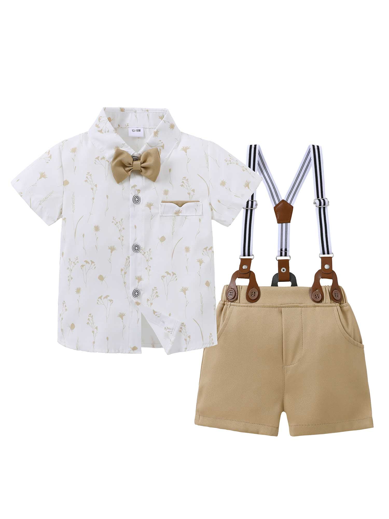 CARETOO Toddler Infant Boy Clothes Formal Suit Short Sleeves Shirt ...