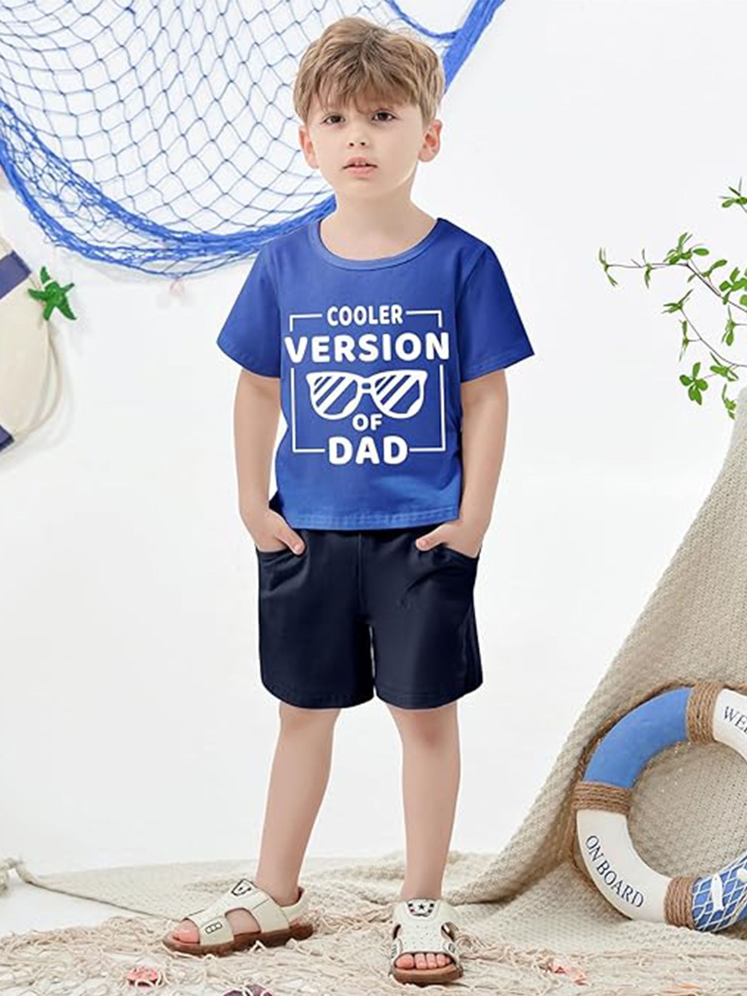 CARETOO Toddler Kids Boy Clothes Set Summer Beach Outfit Cotton Fabric ...