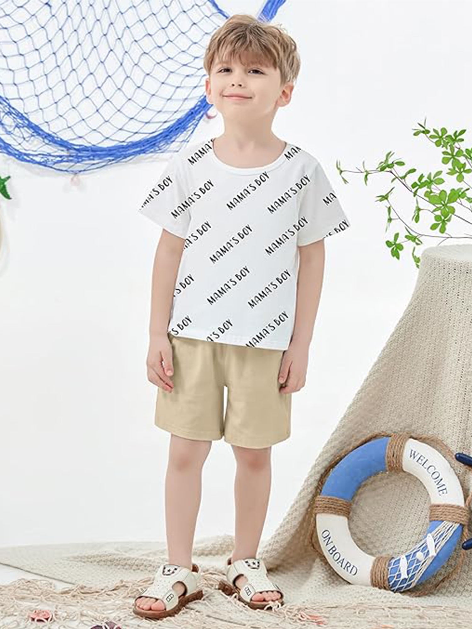 CCARETOO Toddler Kids Boy Clothes Set Summer Beach Outfit Cotton Fabric ...