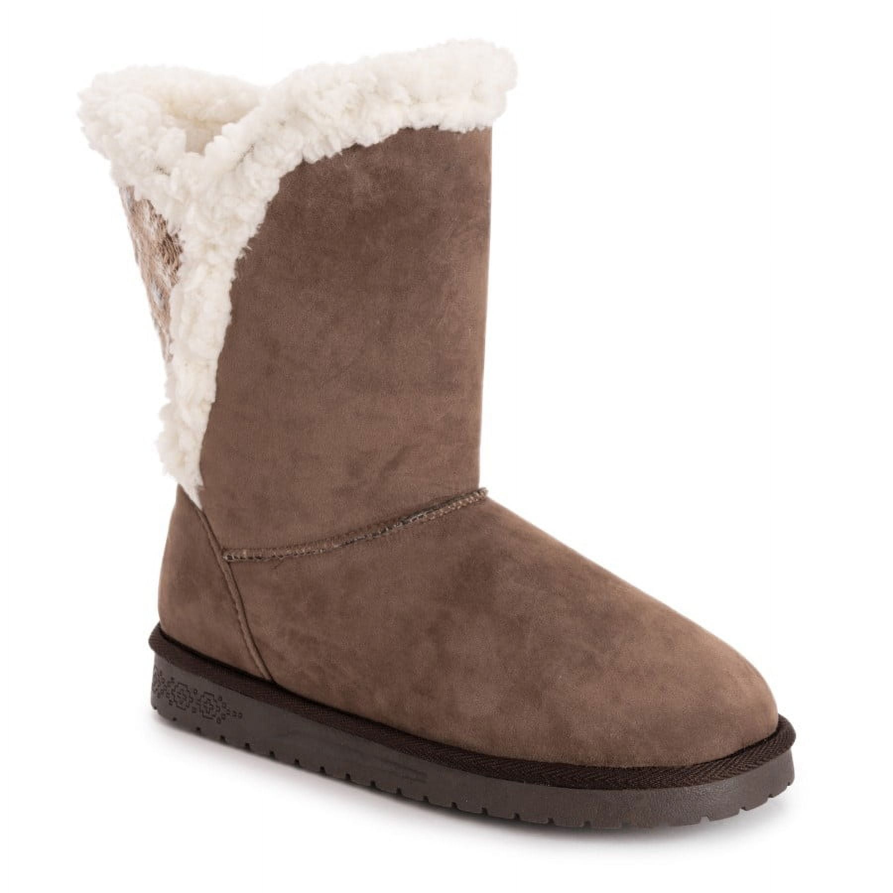 MUK LUKS Women's Carey Wrap Boots, Mocha Mousse, Faux Fur Lining ...