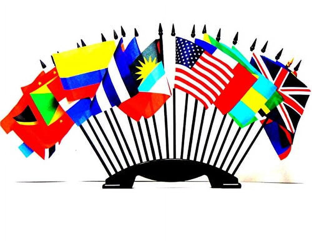 CARIBBEAN ISLANDS WORLD FLAG SET with BASE--20 Polyester 4"x6" Flags ...