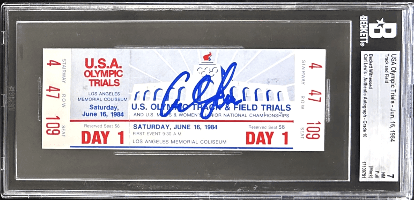 CARL LEWIS AUTOGRAPHED 1984 USA OLYMPICS TRIALS DAY 1 TICKET STUB BAS ...