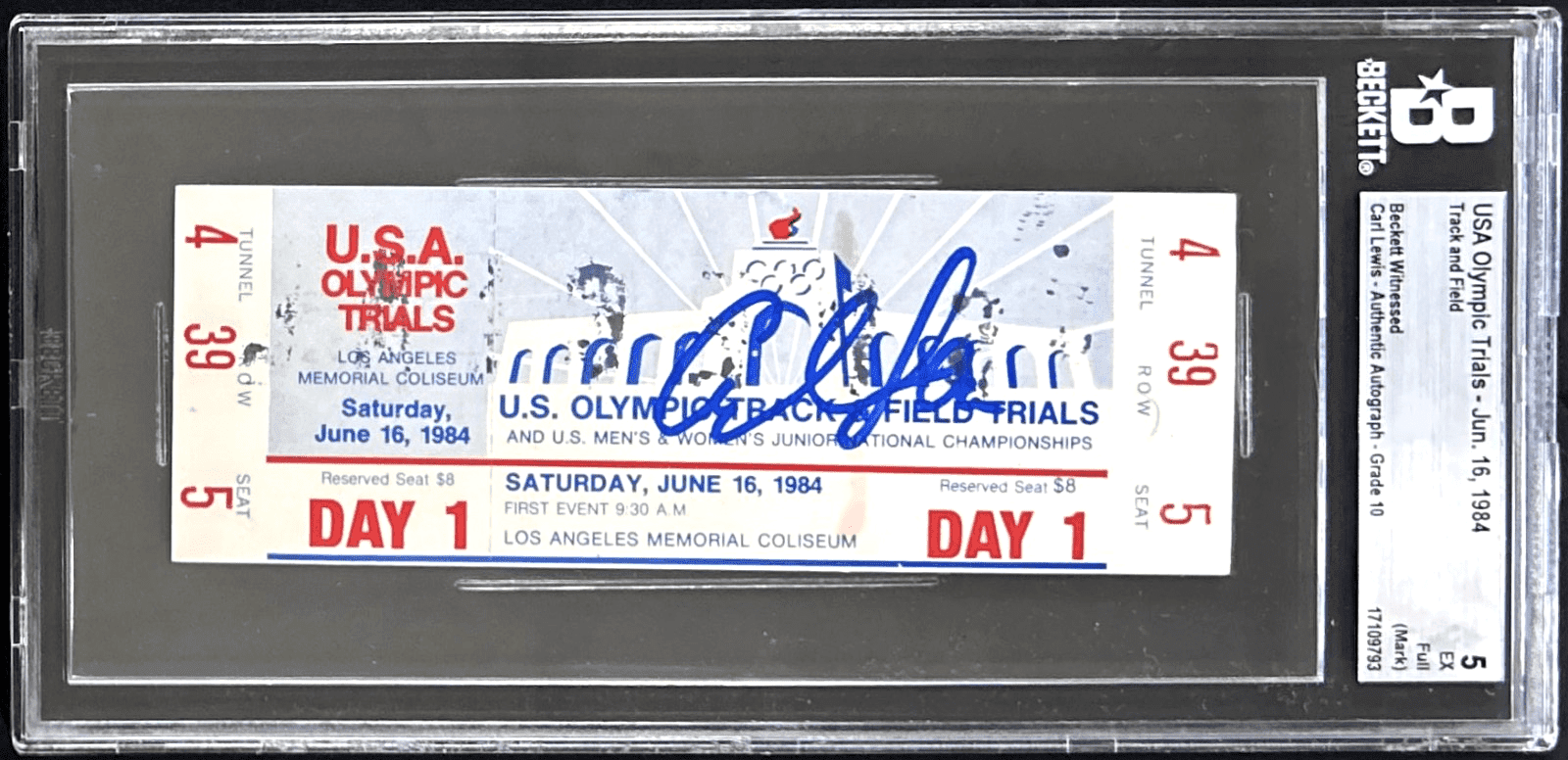 CARL LEWIS AUTOGRAPHED 1984 USA OLYMPICS TRIALS DAY 1 TICKET STUB BAS ...