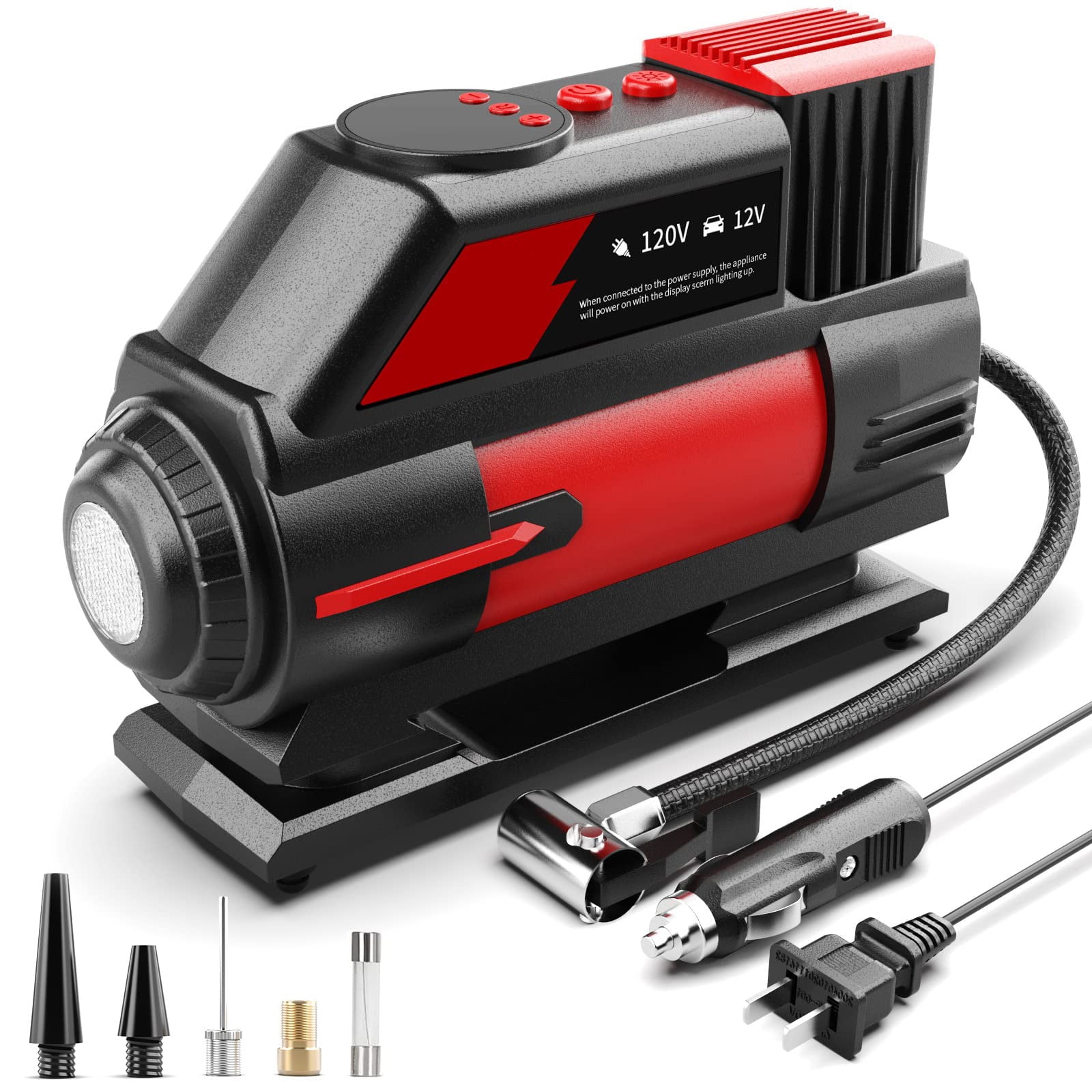 CARLUCK Tire Inflator Air Compressor, Portable DC/AC Air Pump for Car Tires w/Auto Shut-Off, 12V ...