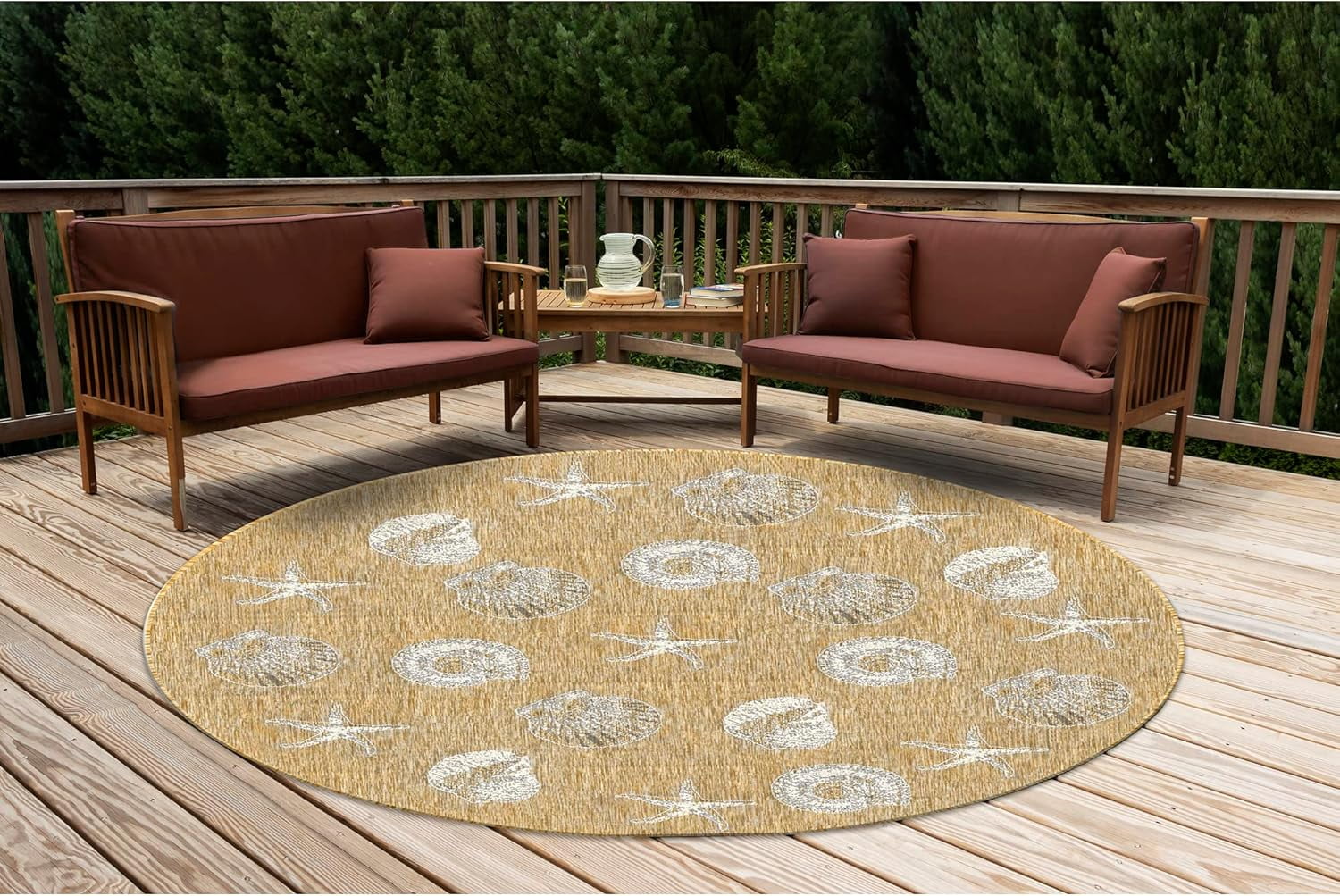 CARMEL Indoor Outdoor Power Loomed Synthetic Blend Low Profile Area Rug ...
