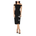 CARMEN MARC VALVO INFUSION Womens Black Zippered Fitted Sequined Ruffle ...